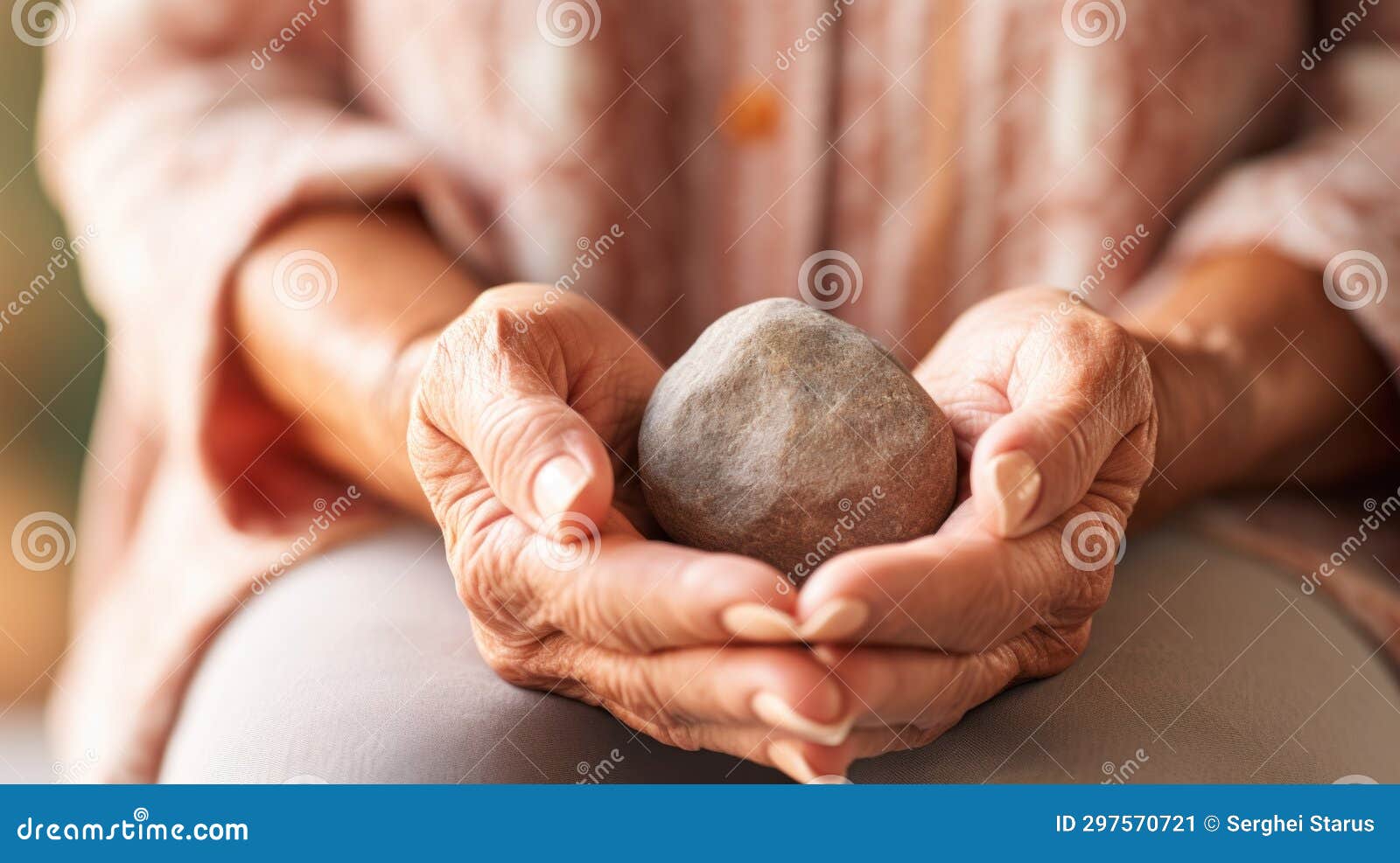 An Elderly Woman Holding a Stone in Her Hands, AI Stock Image - Image ...