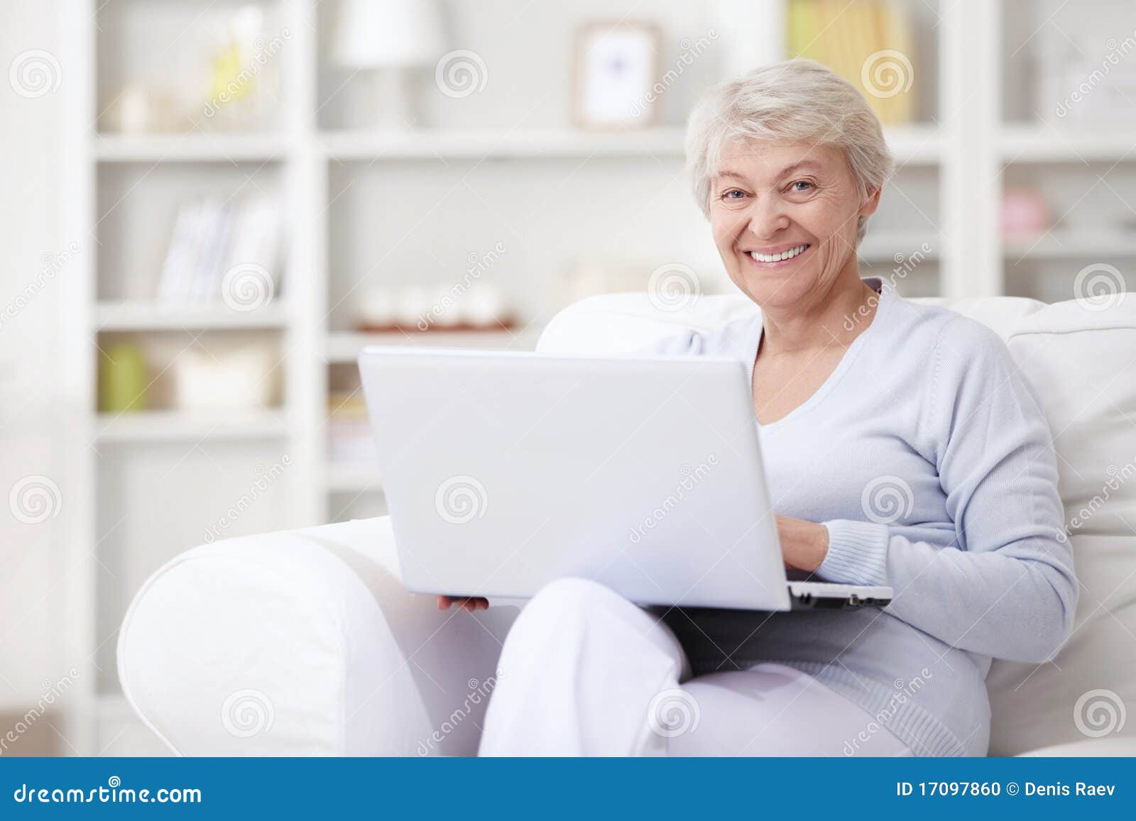 An Elderly Woman with a Laptop Stock Photo - Image of white, woman ...