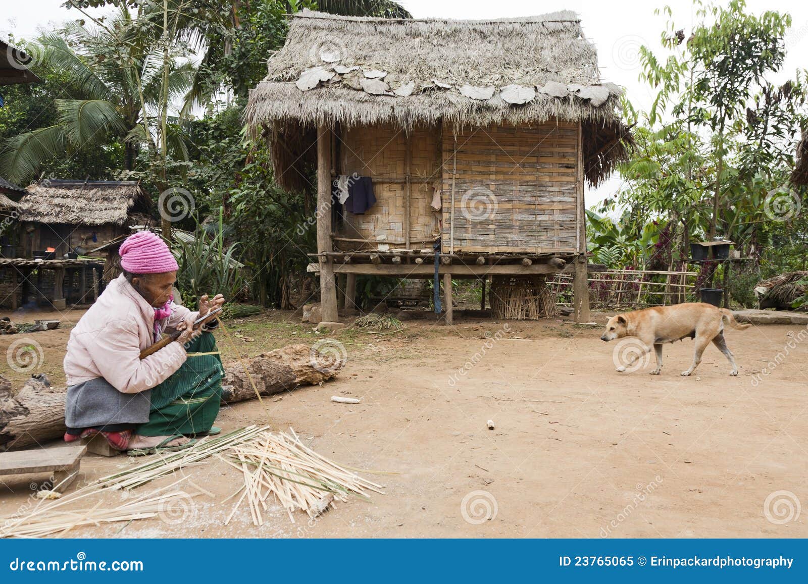 Elderly Woman Making Baskets Editorial Image - Image of laotian ...