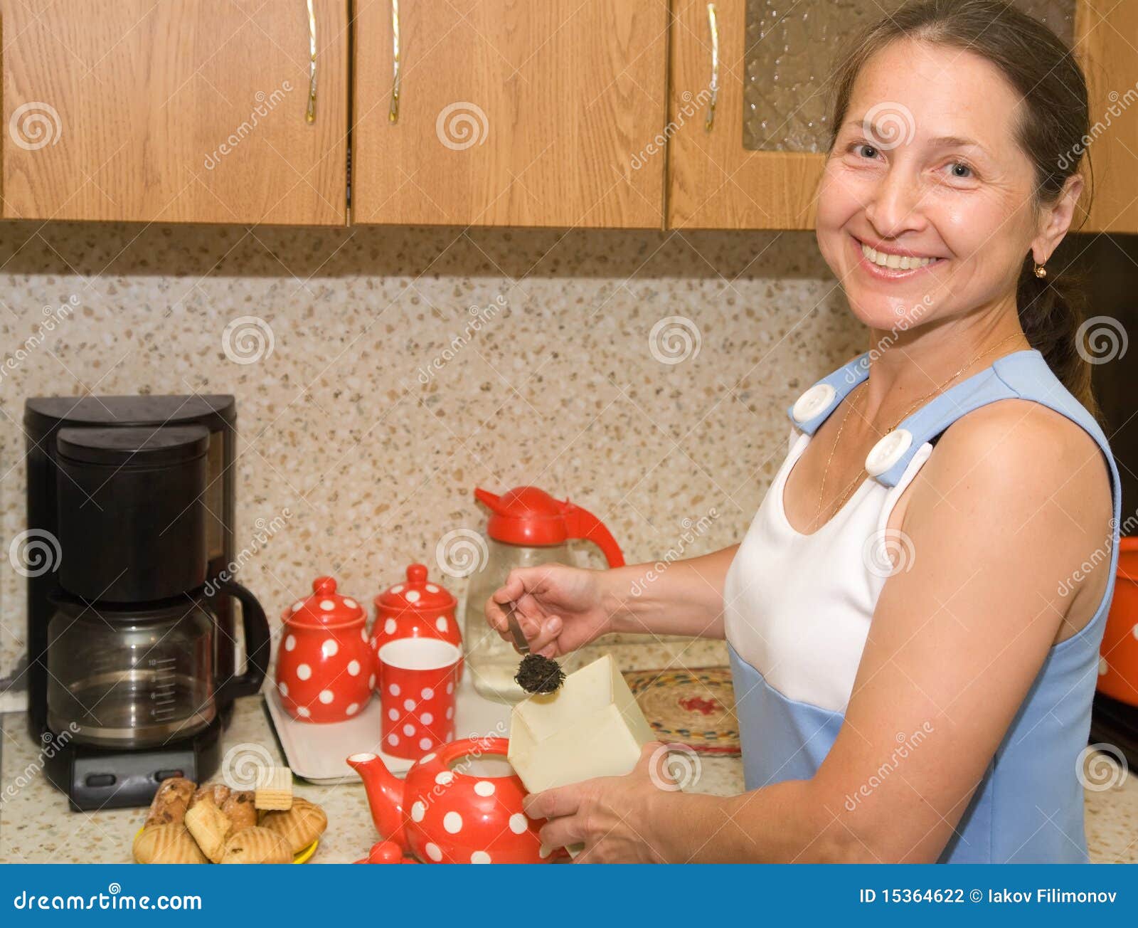 Elderly woman making tea stock photo. Image of lifestyle - 15364622