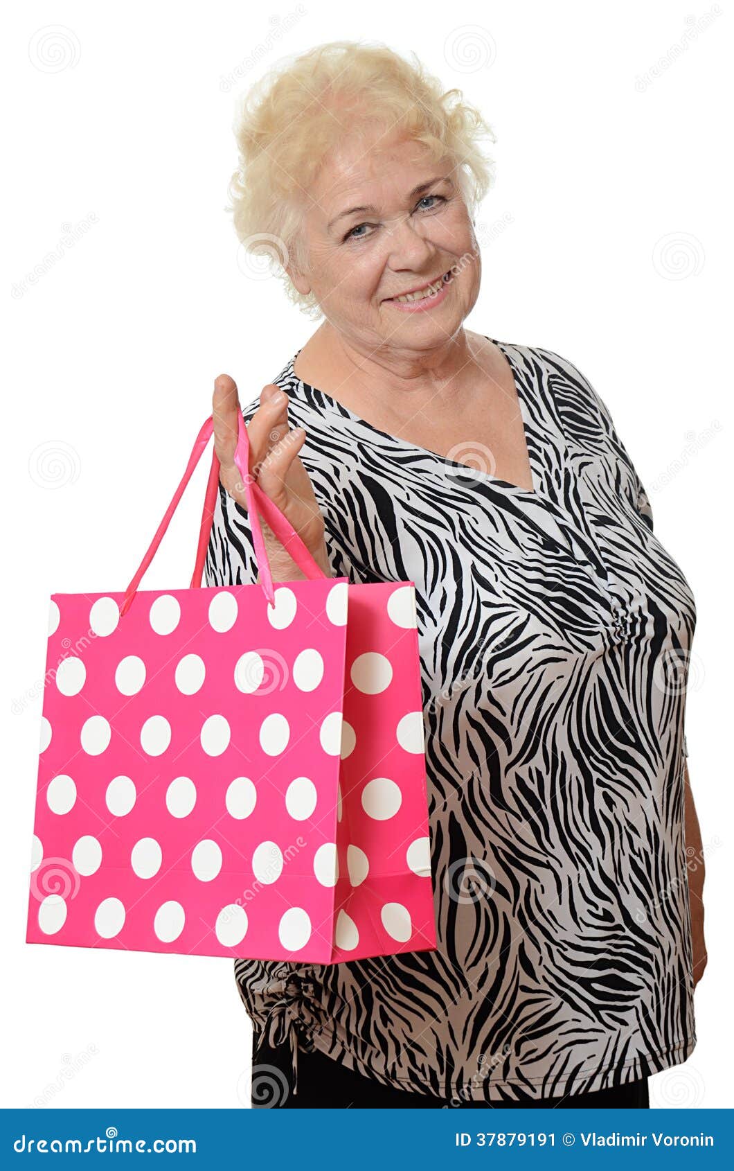 The Elderly Woman with a Package Stock Image - Image of isolated ...