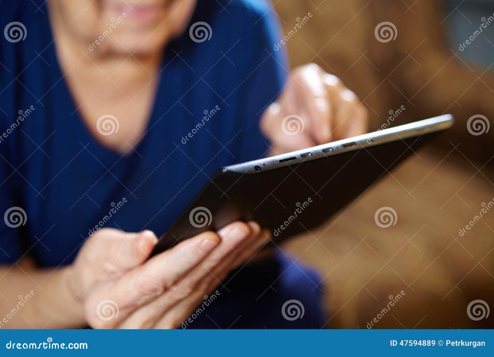 Elderly Woman with Tablet Computer Stock Image - Image of email ...