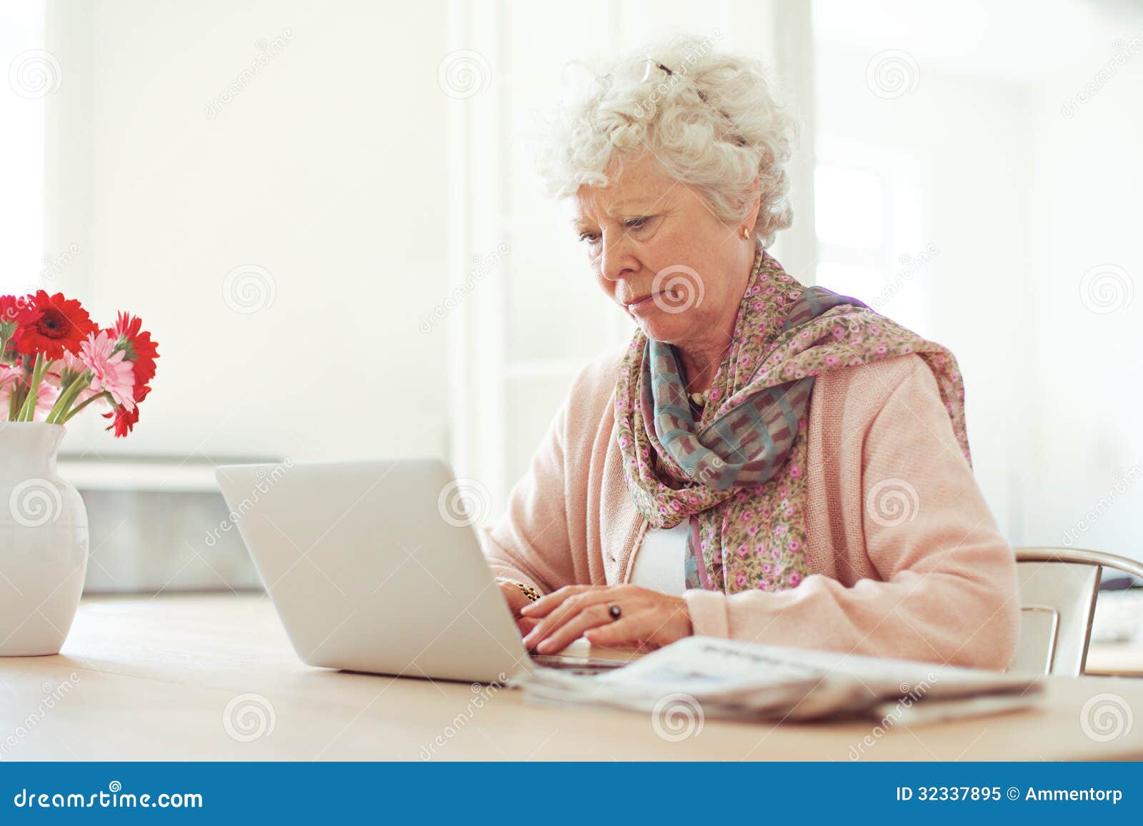 Elderly Woman Typing Something Stock Image - Image of internet, adult ...