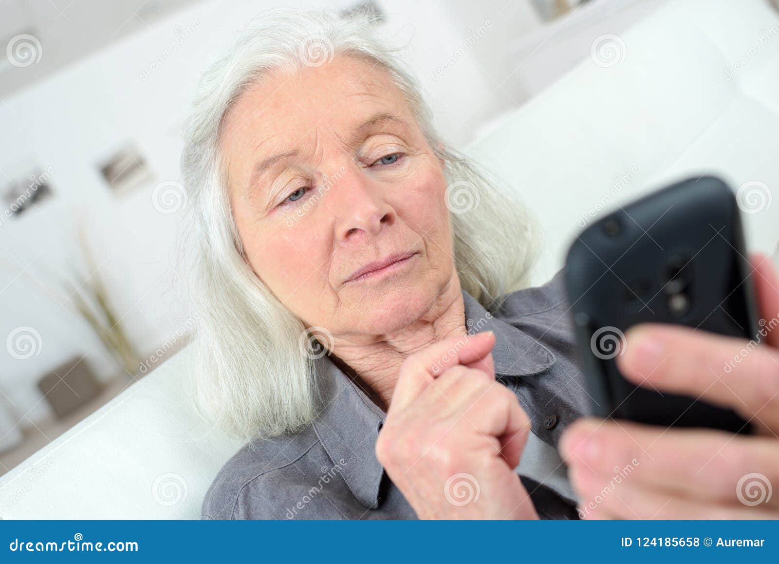 Elderly Woman Using Cellphone Stock Photo - Image of smartphone ...