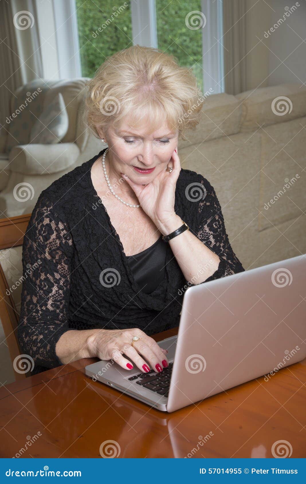 Elderly Woman Using Laptop Computer Stock Image - Image of aged, laptop ...