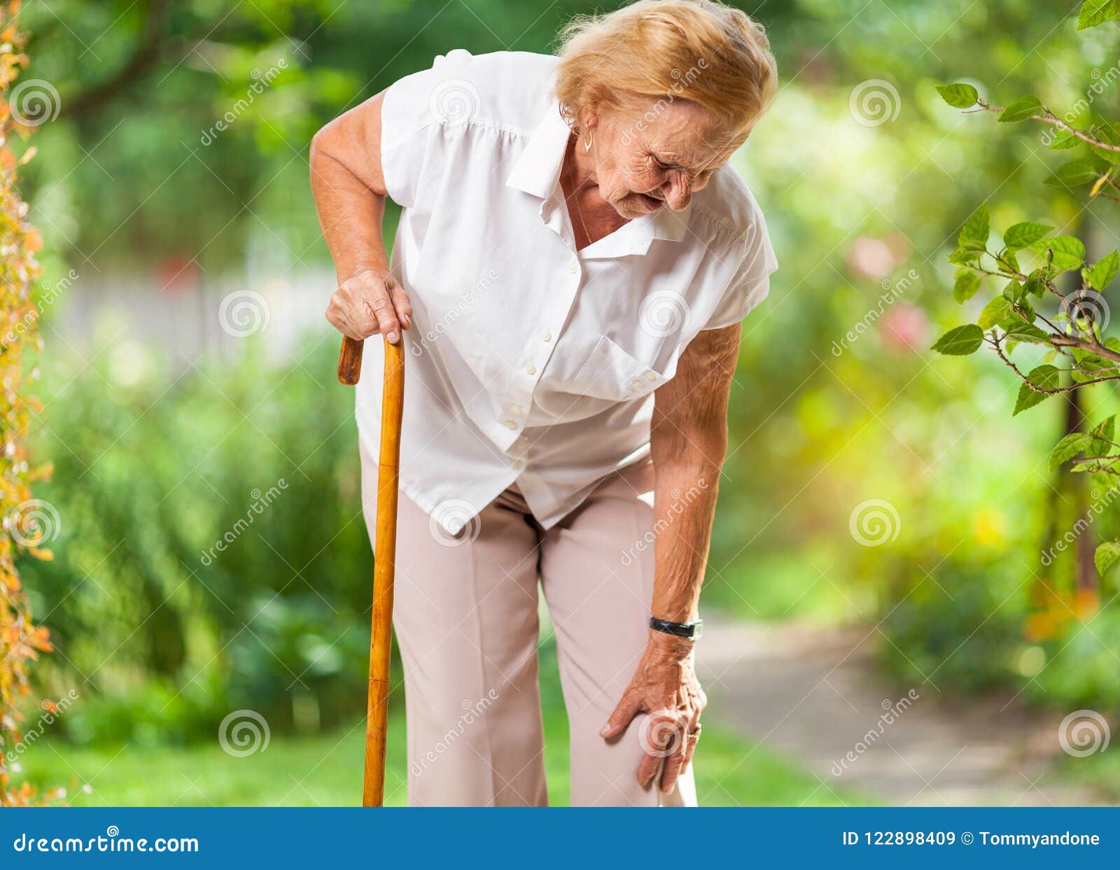 Elderly Woman With A Walking Stick Stock Image Image Of Grandmother