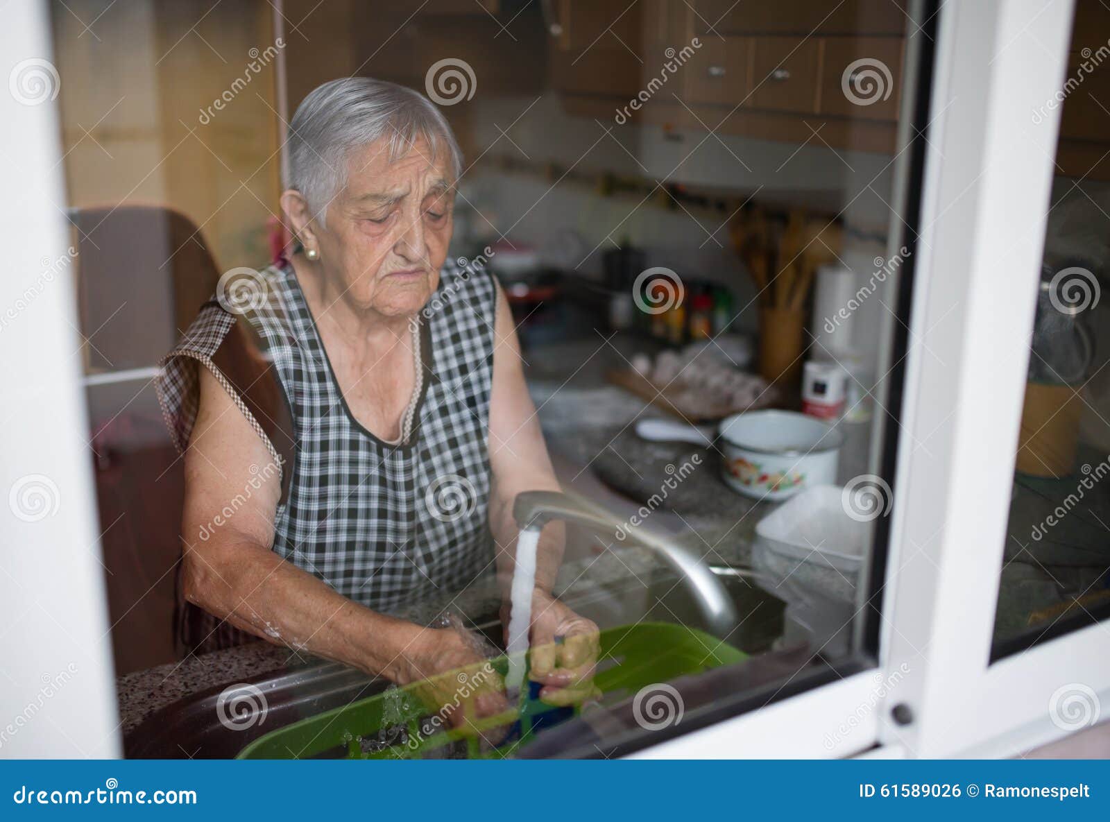Elderly Woman Washing Dishes Stock Photo - Image of clean, lifestyle ...