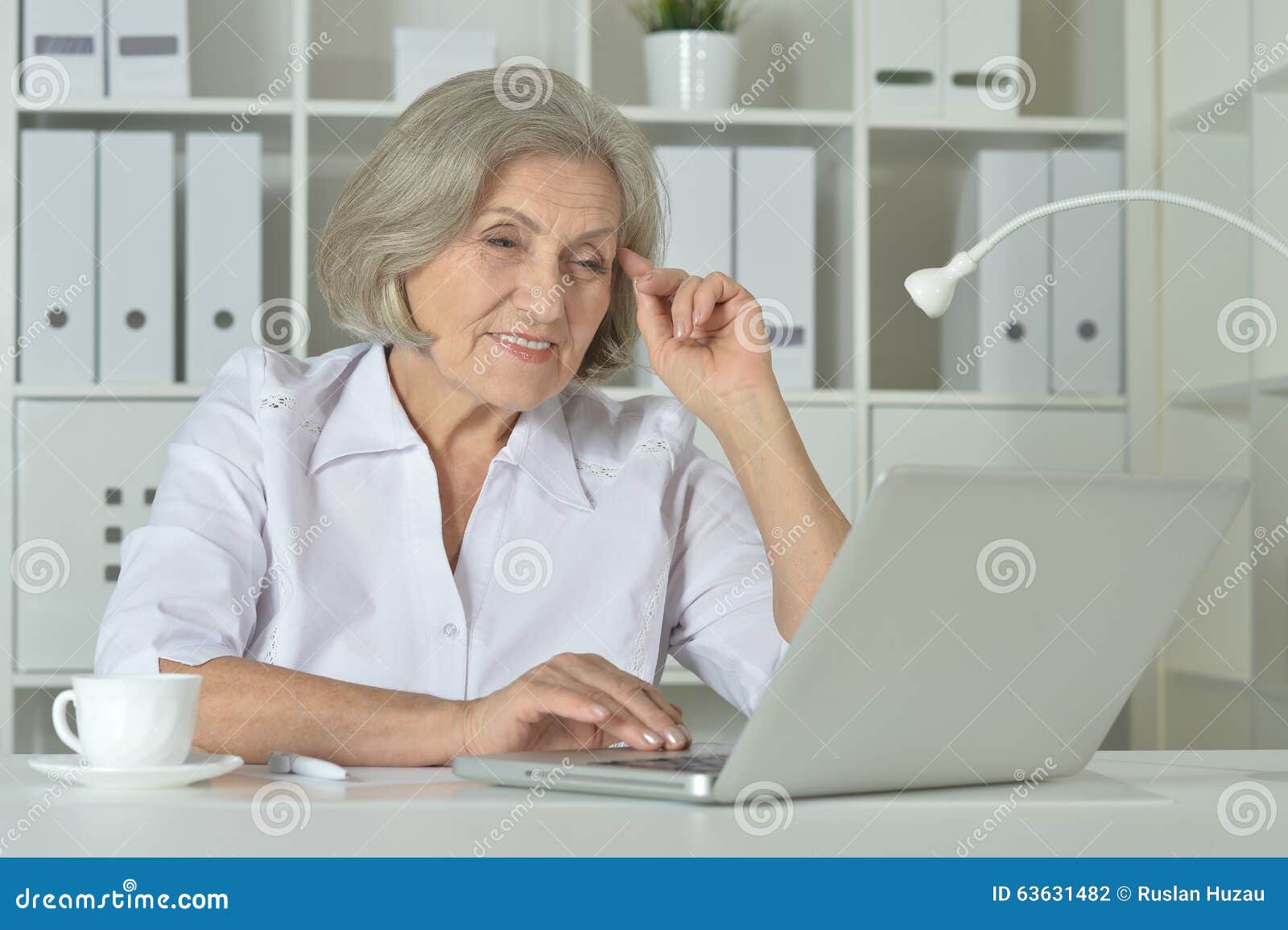 Elderly Woman Working on Laptop Stock Photo - Image of person ...