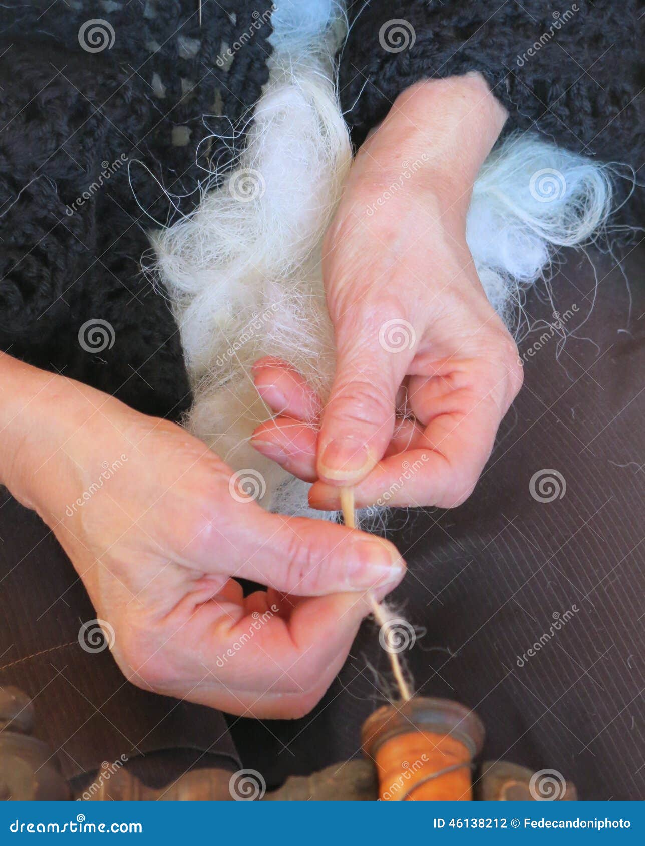 Elderly Woman Works the Wool Stock Photo - Image of machinery, natural ...