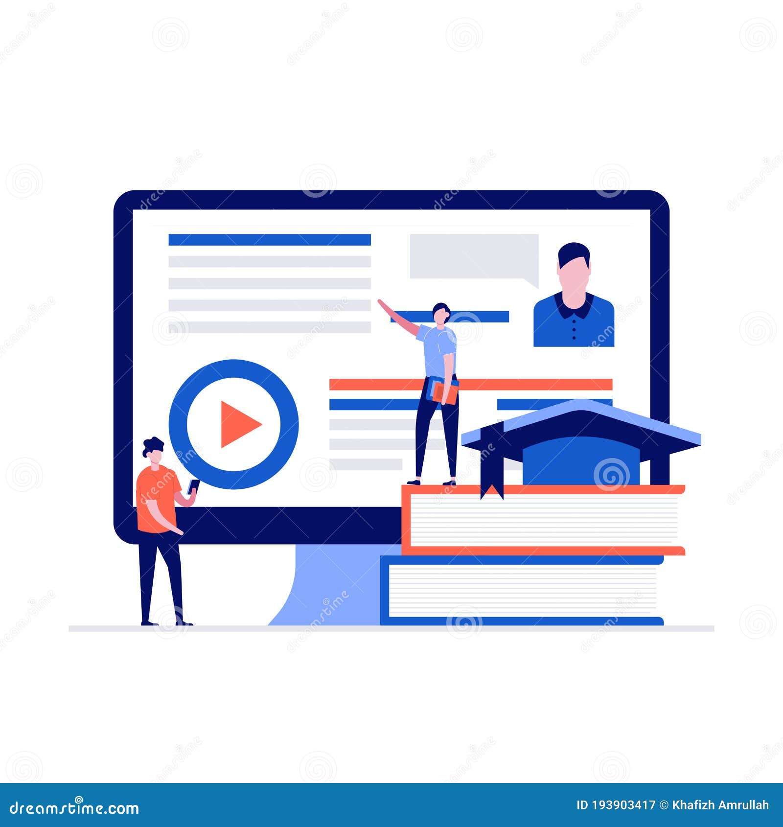 Elearning Concept with Characters Standing Near Computer Screen and ...