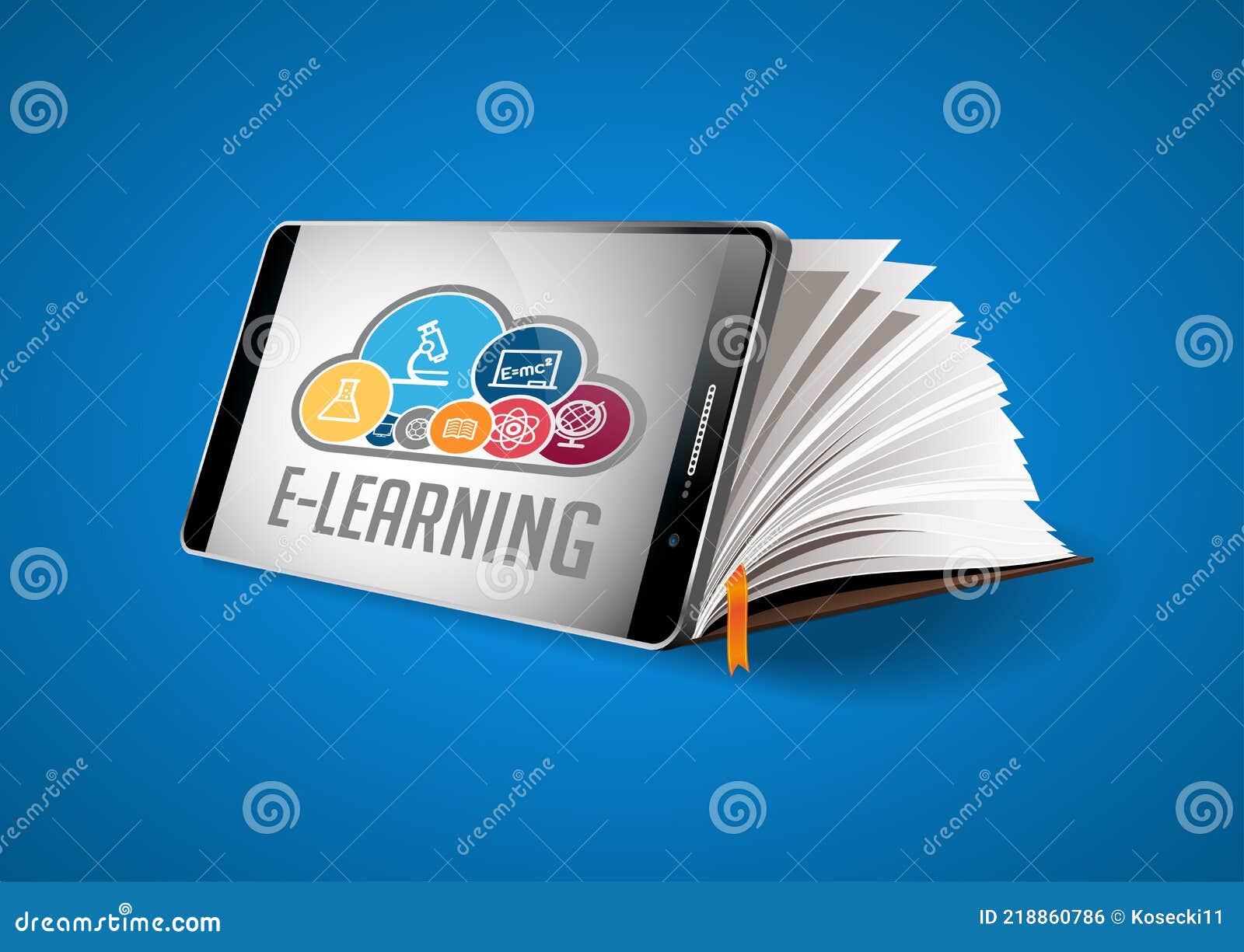 Elearning Concept - Mobile Phone As Book with Word E-LEARNING Stock ...