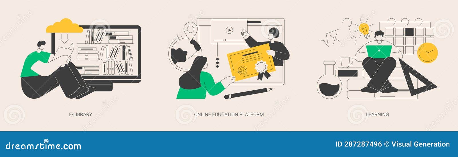 Elearning Courses Abstract Concept Vector Illustrations. Stock Illustration - Illustration of ...