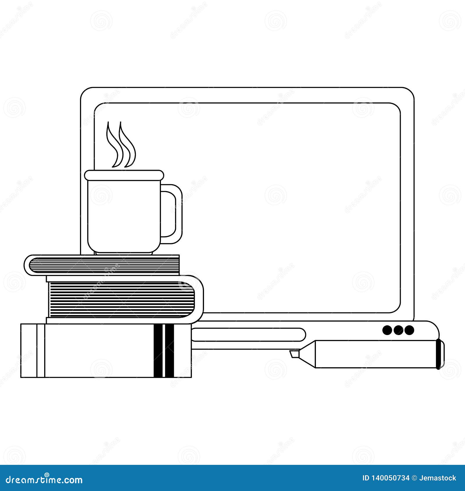 Elearning Education Concept Black and White Stock Vector - Illustration ...
