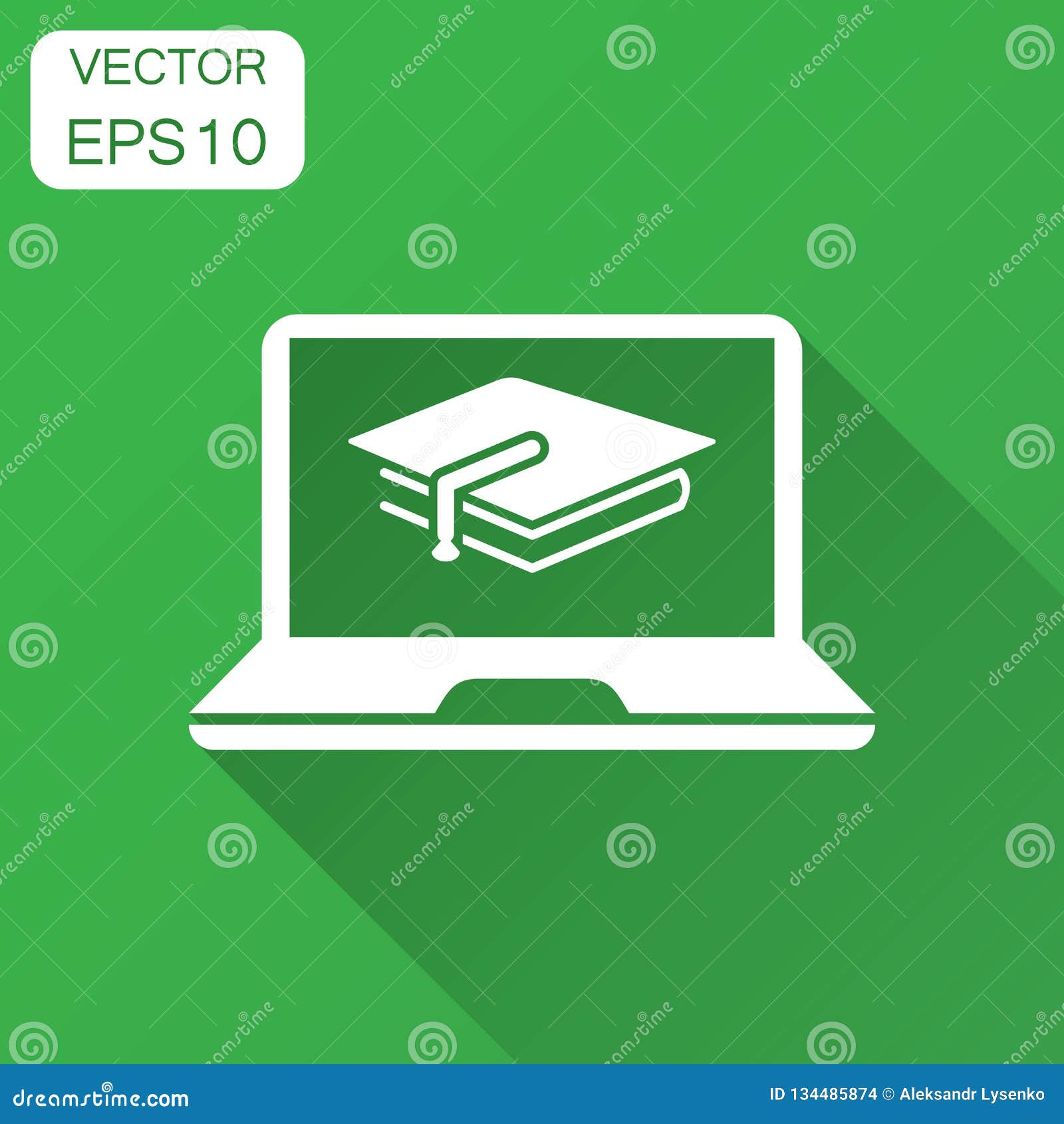 Elearning Education Icon in Flat Style. Study Vector Illustration with ...