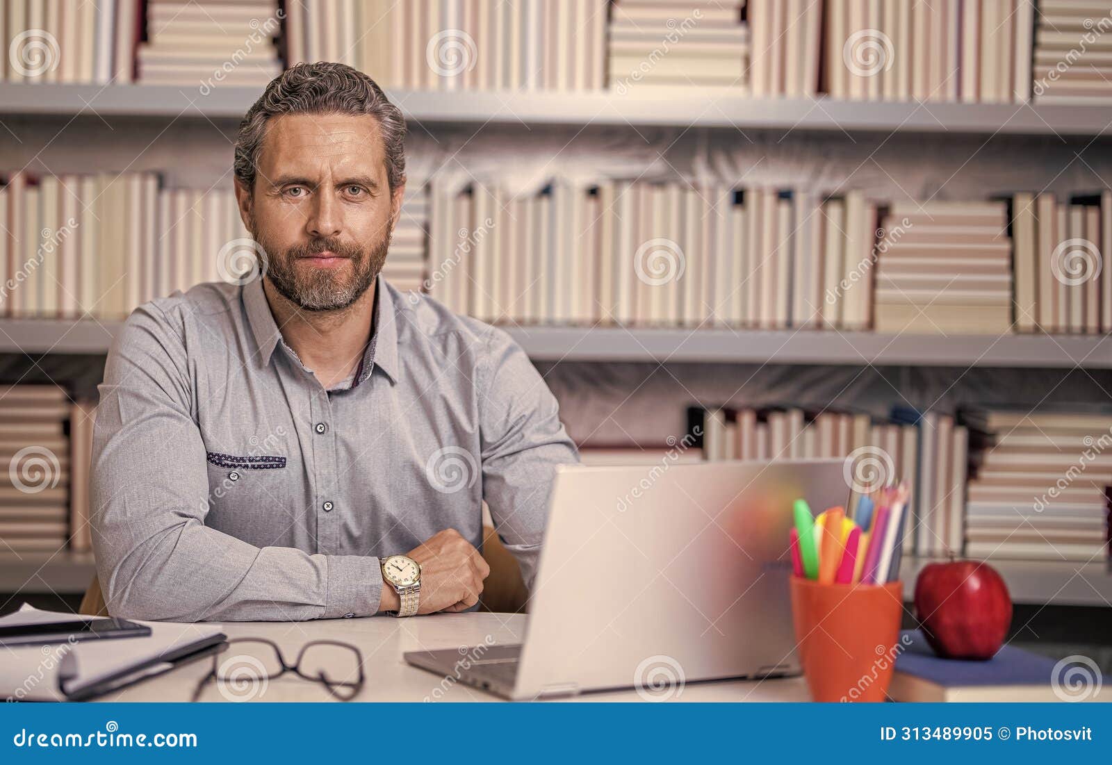 Elearning Education Online with School Teacher on Laptop in Classroom ...