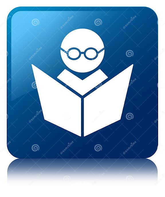 Elearning Icon Blue Square Button Stock Illustration - Illustration of ...