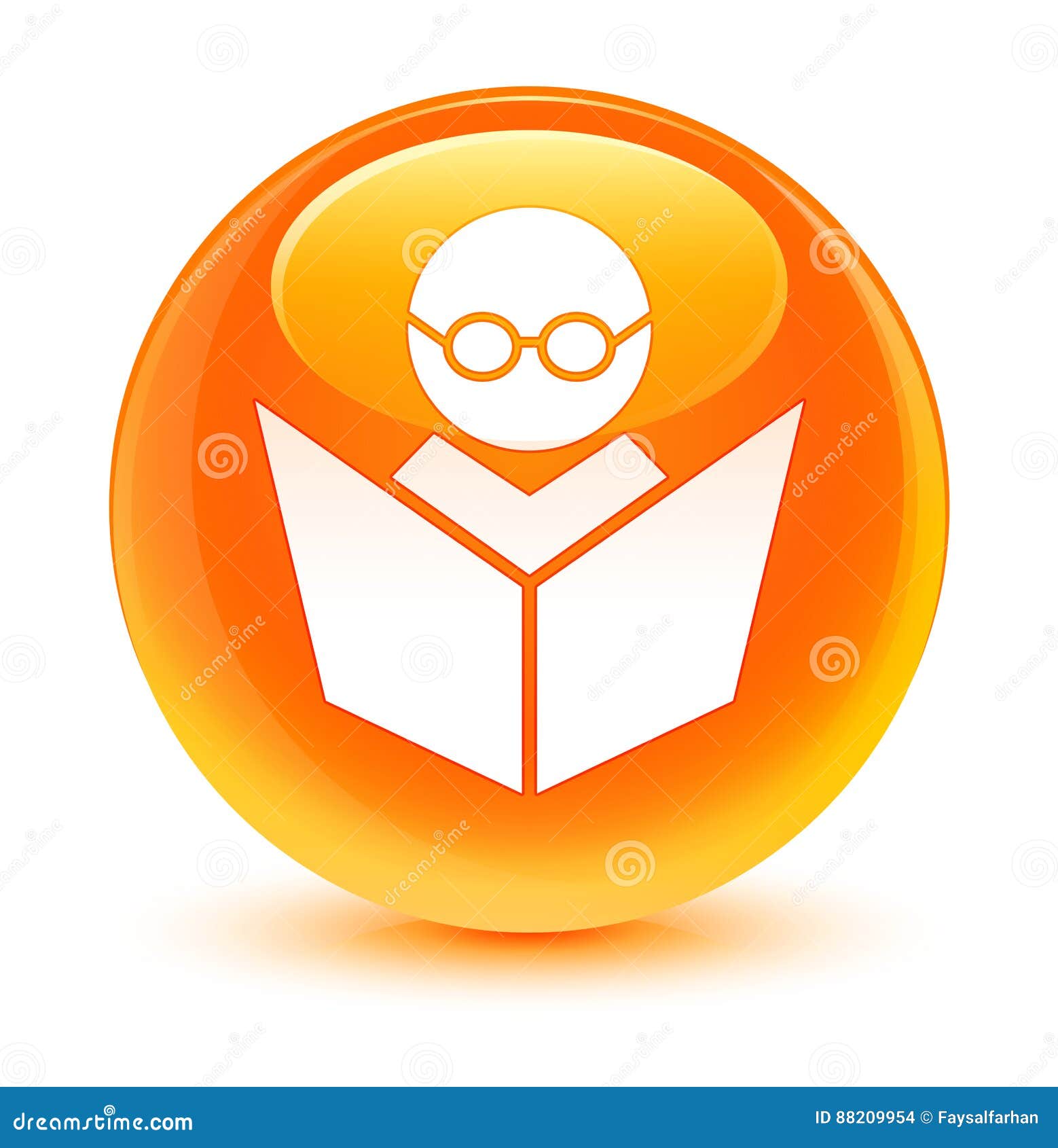 Elearning Icon Glassy Orange Round Button Stock Illustration ...