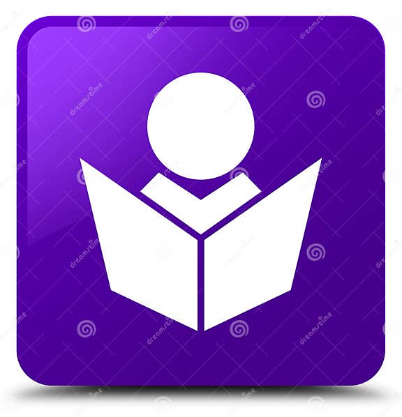 Elearning Icon Purple Square Button Stock Illustration - Illustration ...