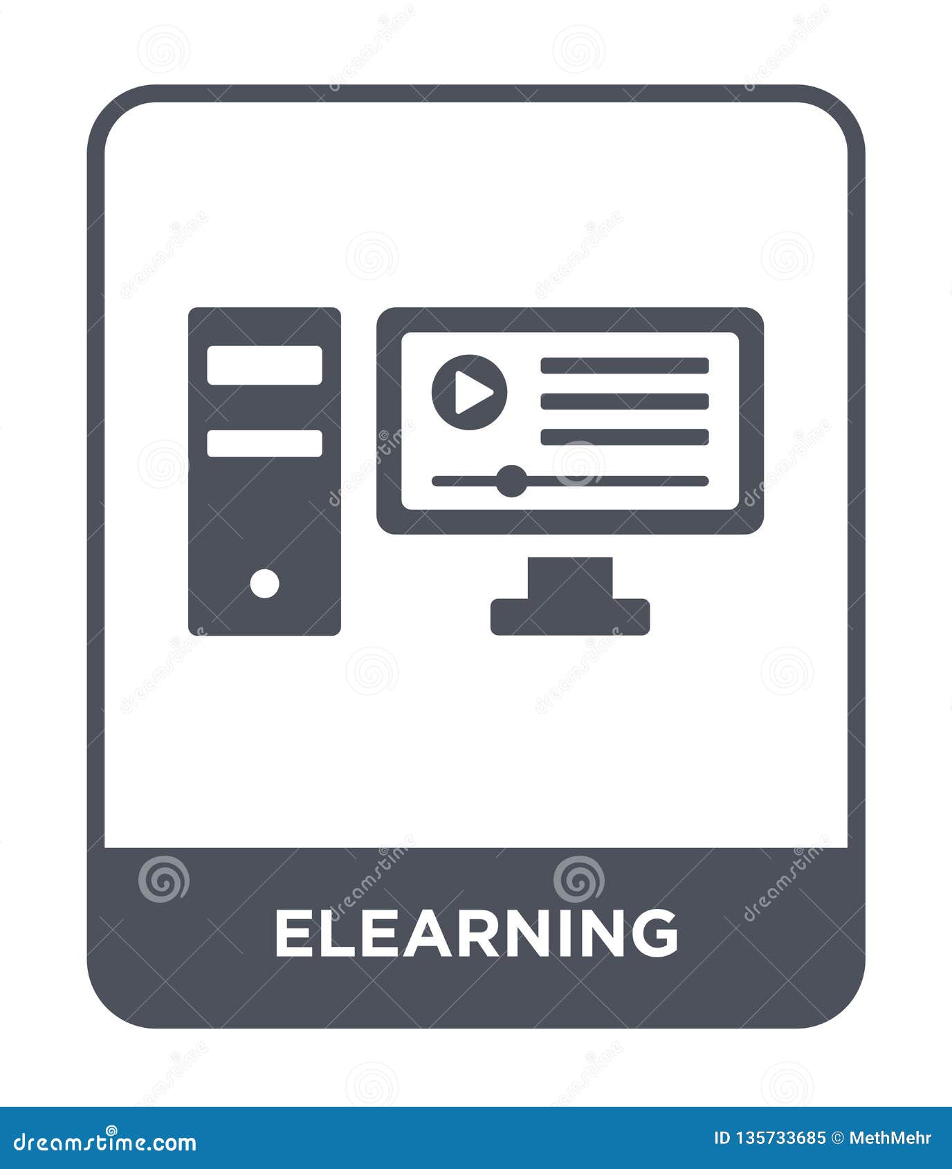 Elearning Icon in Trendy Design Style. Elearning Icon Isolated on White ...