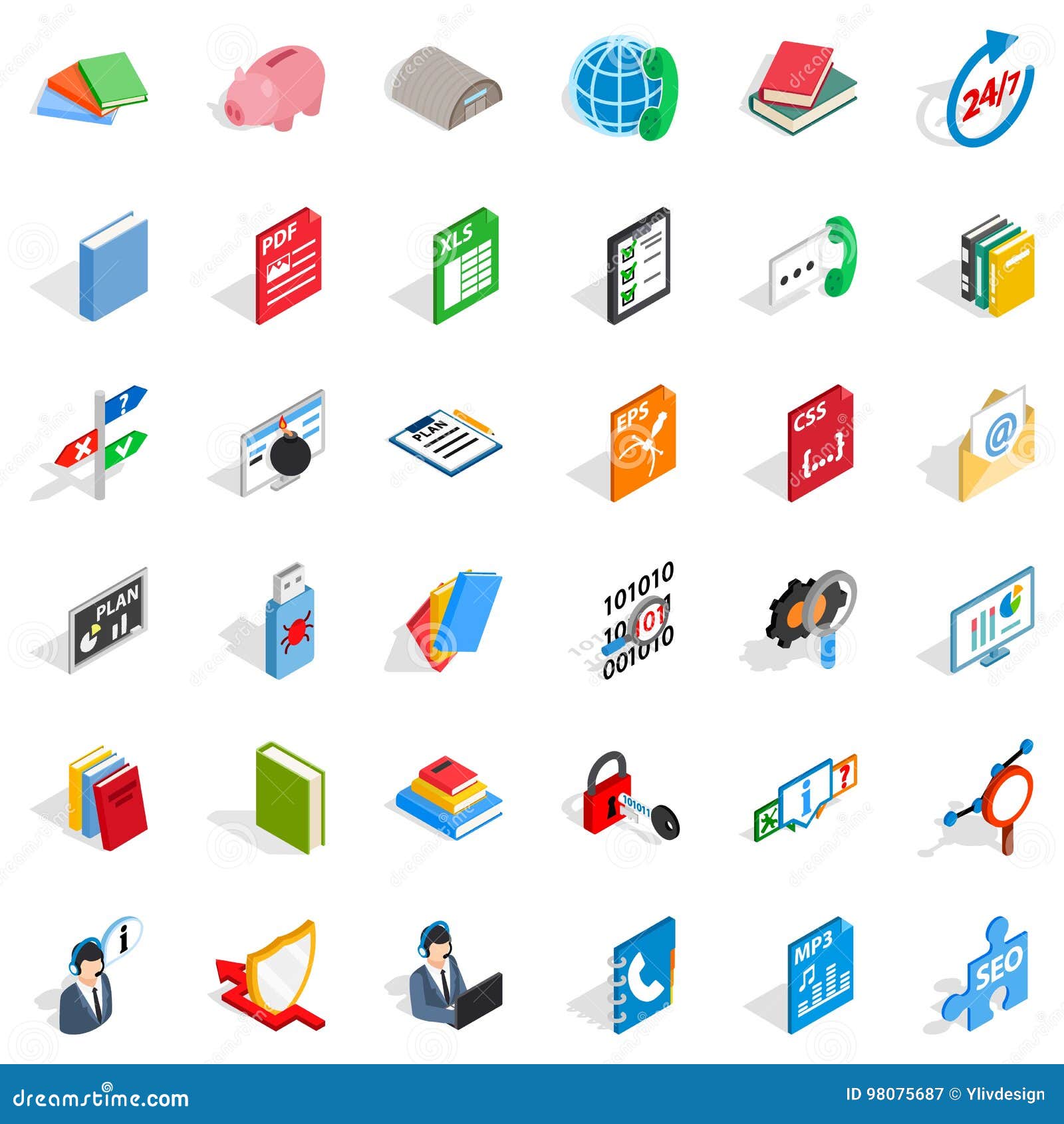 Elearning Icons Set, Isometric Style Stock Vector - Illustration of ...