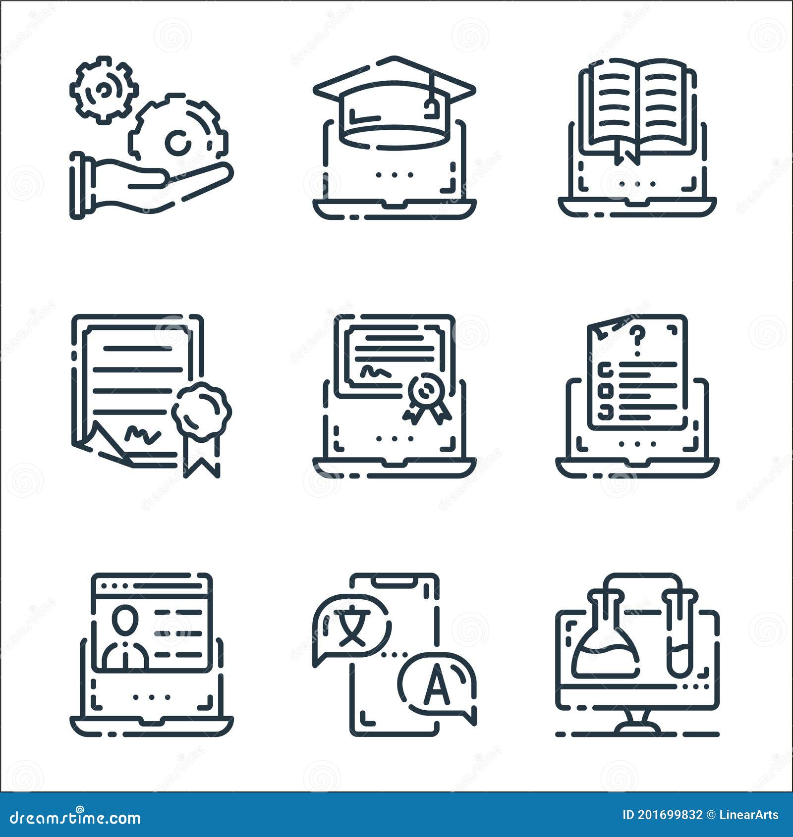 Elearning Line Icons. Linear Set Stock Vector - Illustration of vector ...