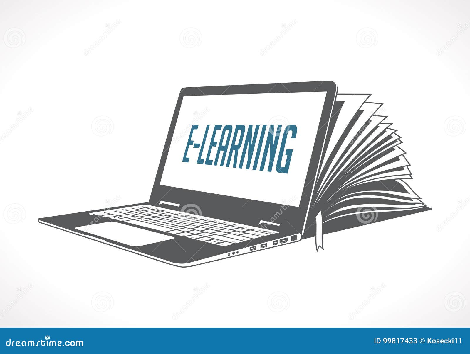 Elearning Logo - Ebook, E-learning And Knowledge Base Cartoon Vector ...