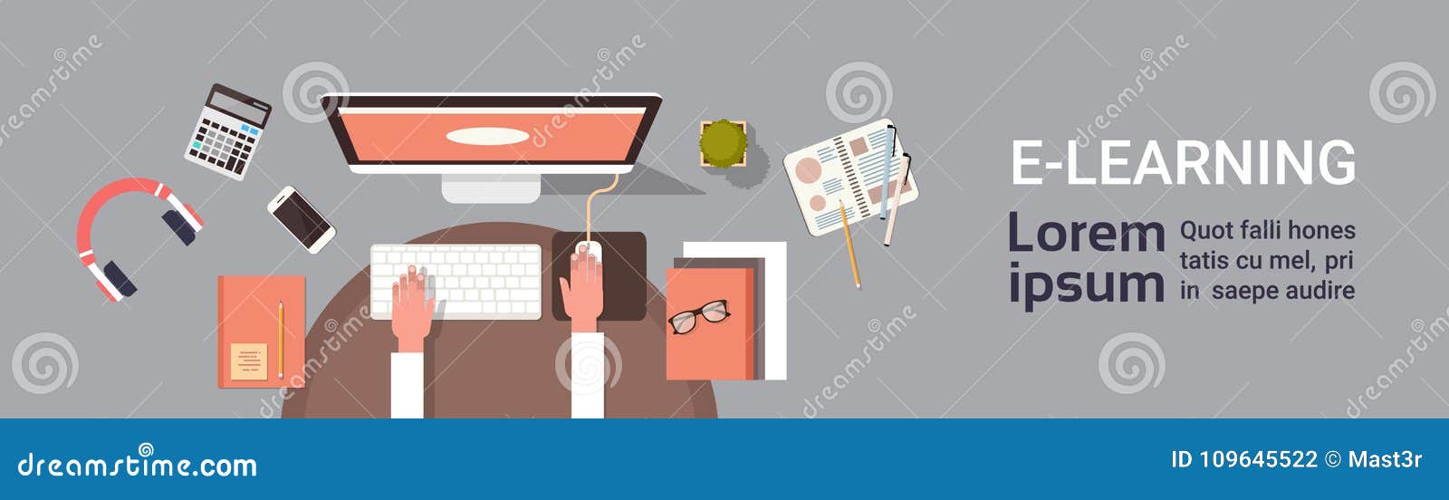 Elearning Online Education Banner with Student Hand Working on Computer ...