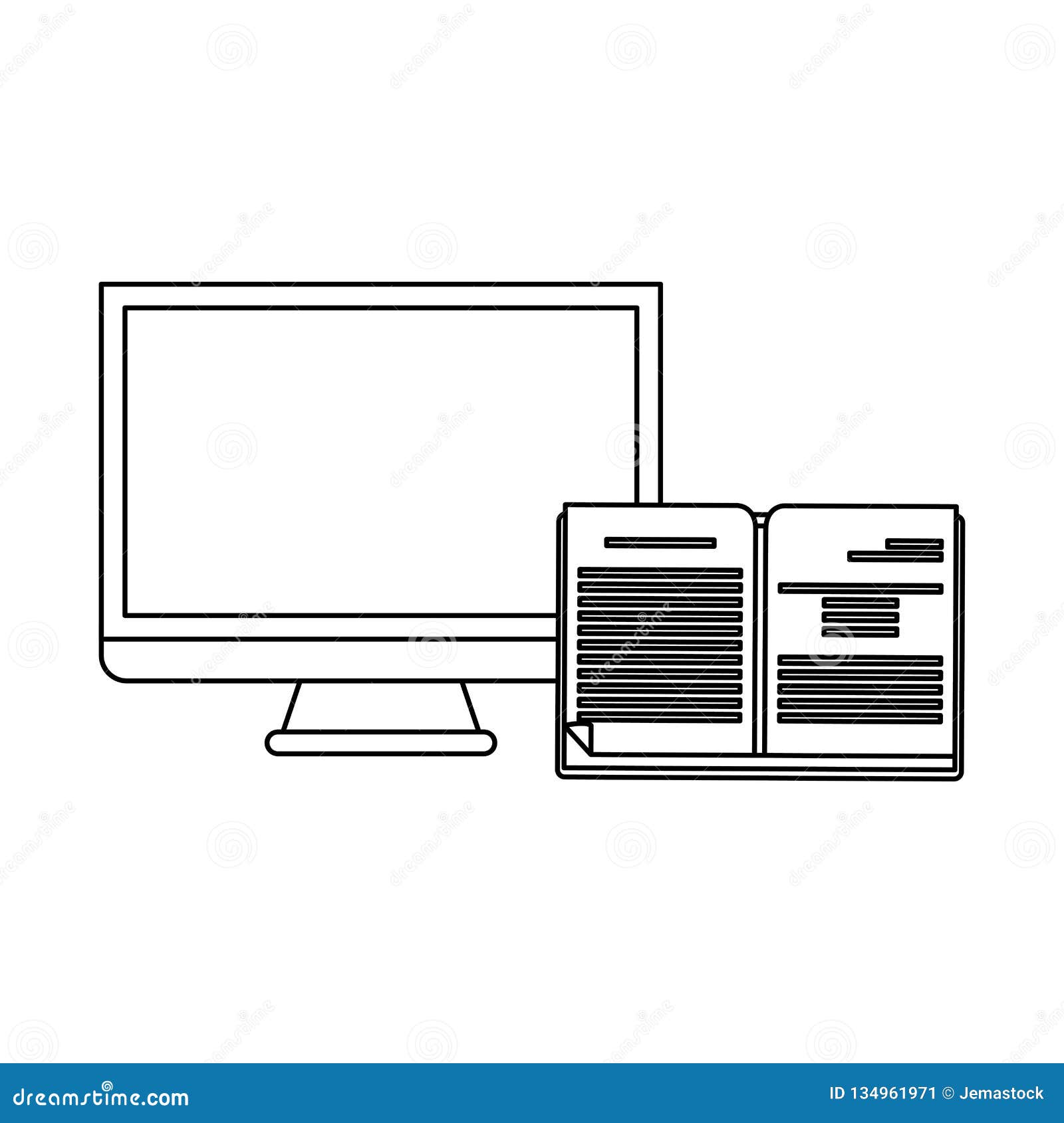 Elearning Online Education in Black and White Stock Vector ...