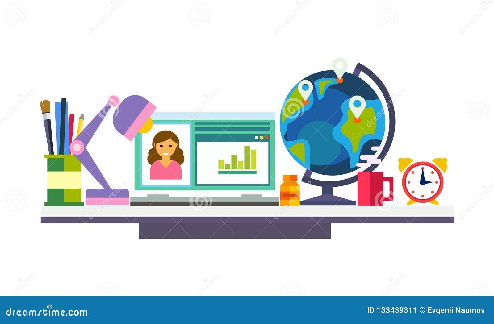 Elearning, Online Education Process, School Student Workspace or ...