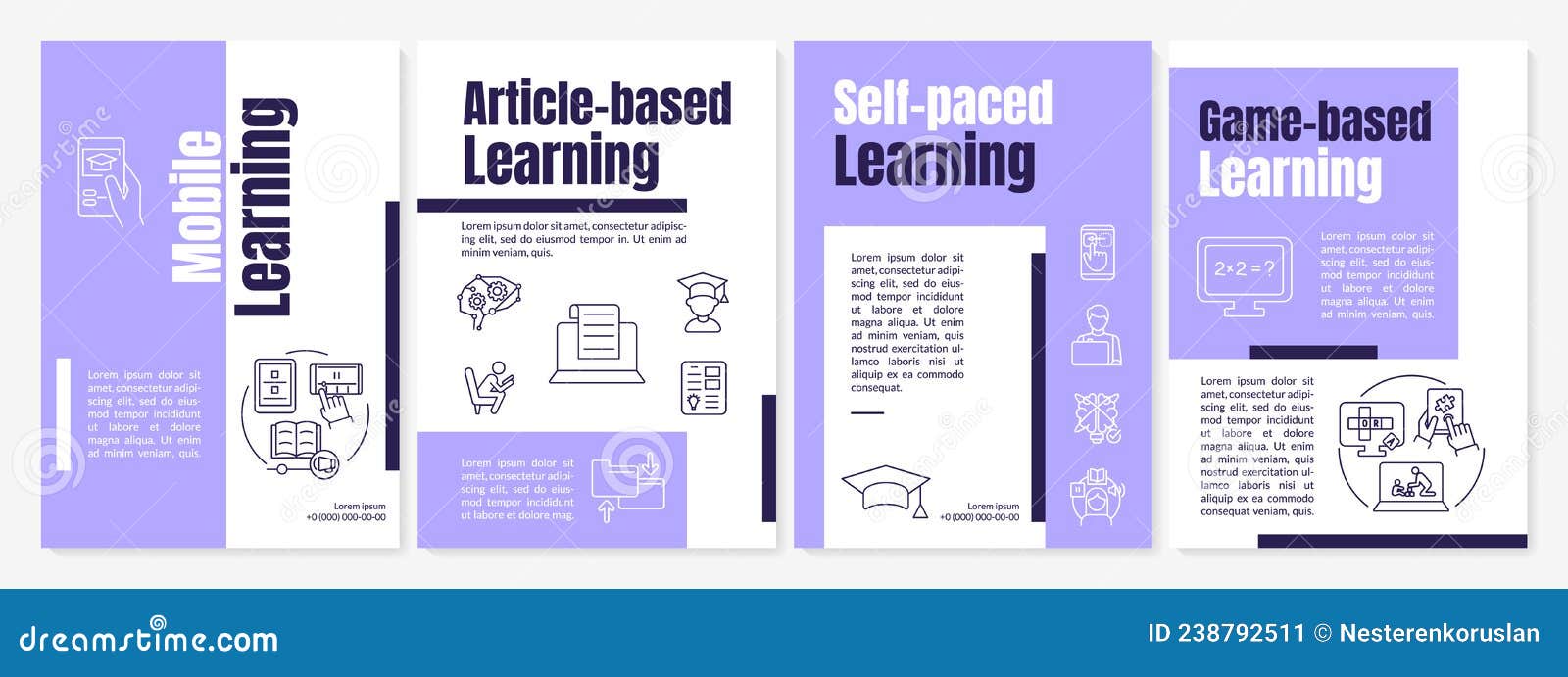 Elearning Platforms Types Purple Brochure Template Stock Vector ...