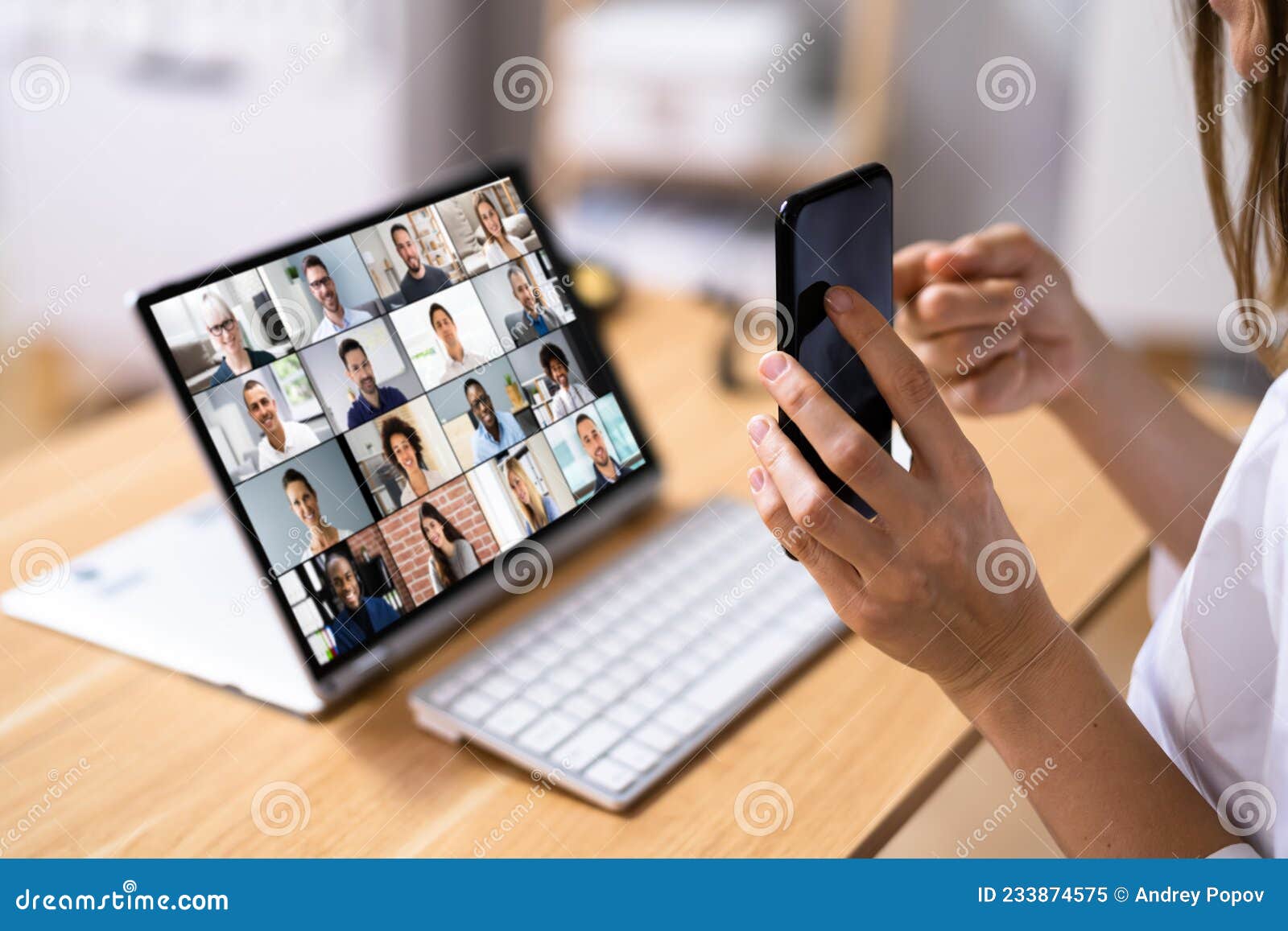 Elearning Video Conference Call on Tablet Stock Image - Image of ...