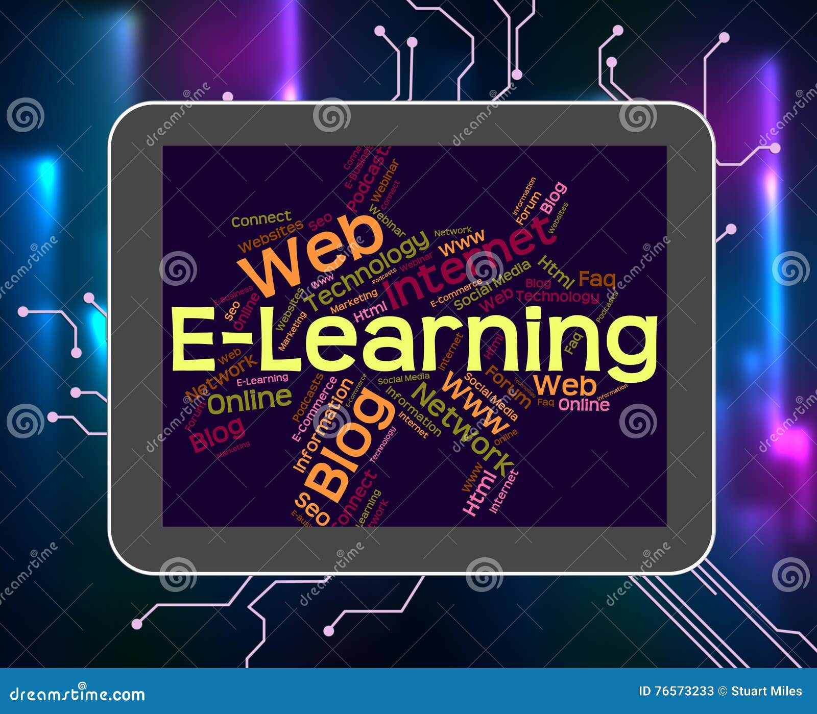 Elearning Word Means World Wide Web and College Stock Illustration ...