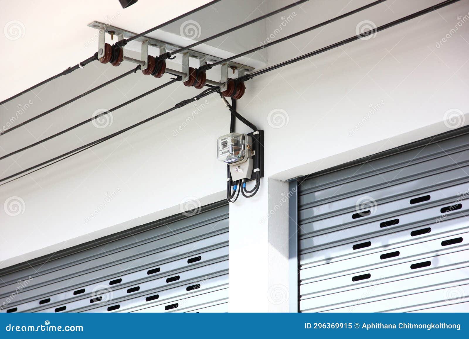 Electric Power Box Meter Install on New Conceat Building Stock Image ...