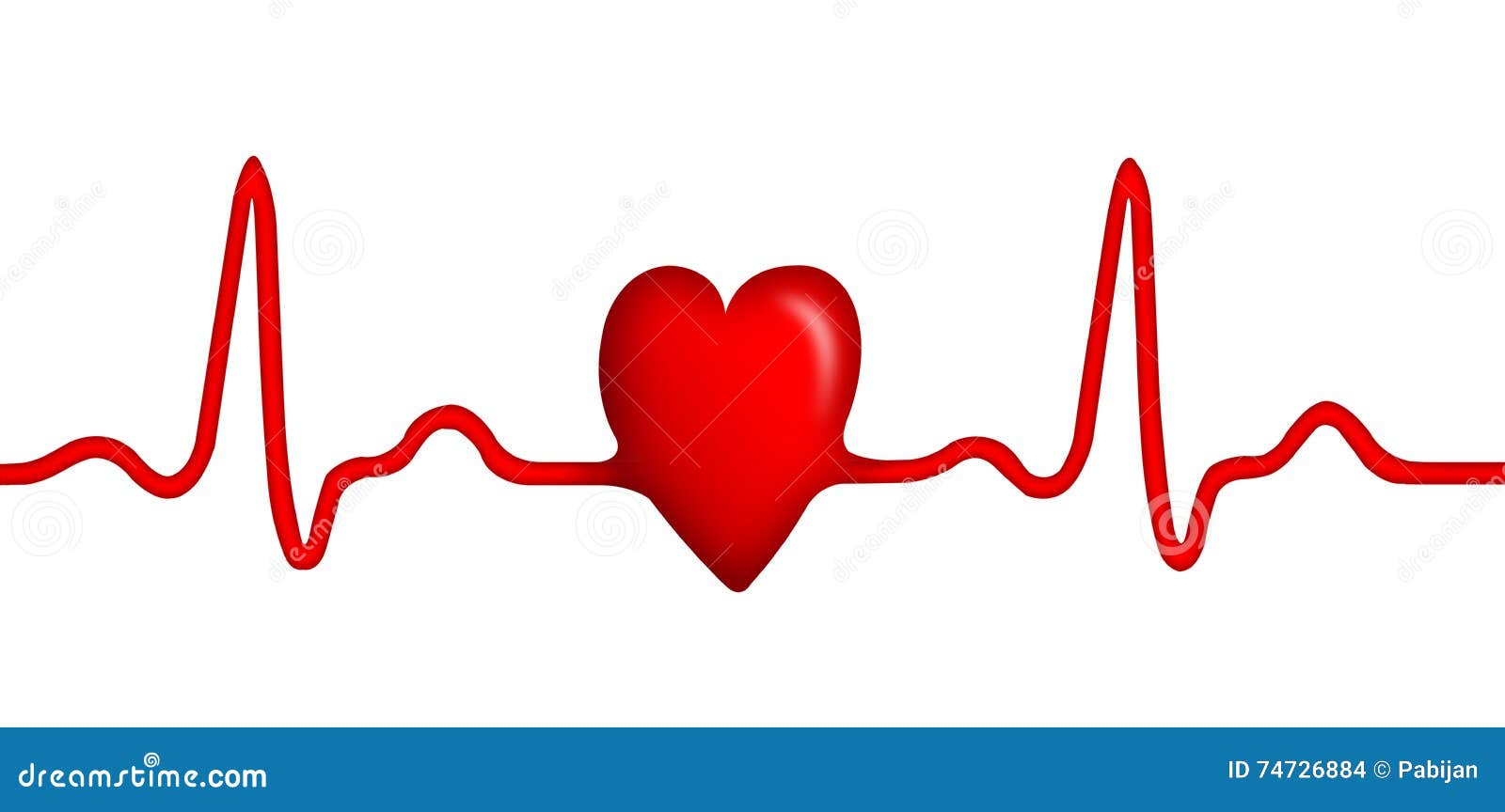 Elecktrocardiogram (ECG) Graph with Heart Shape Stock Illustration ...