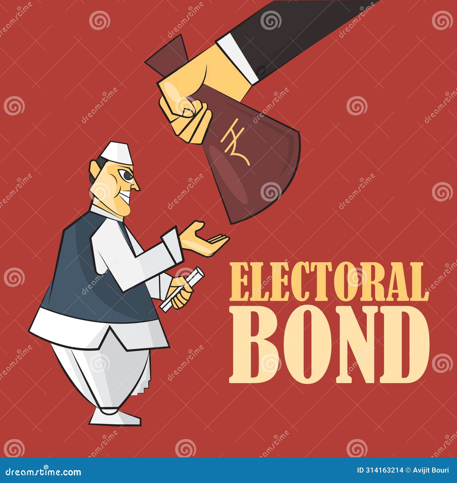 Indian Politician with Electoral Bond Imaginary Vector Character. Stock ...