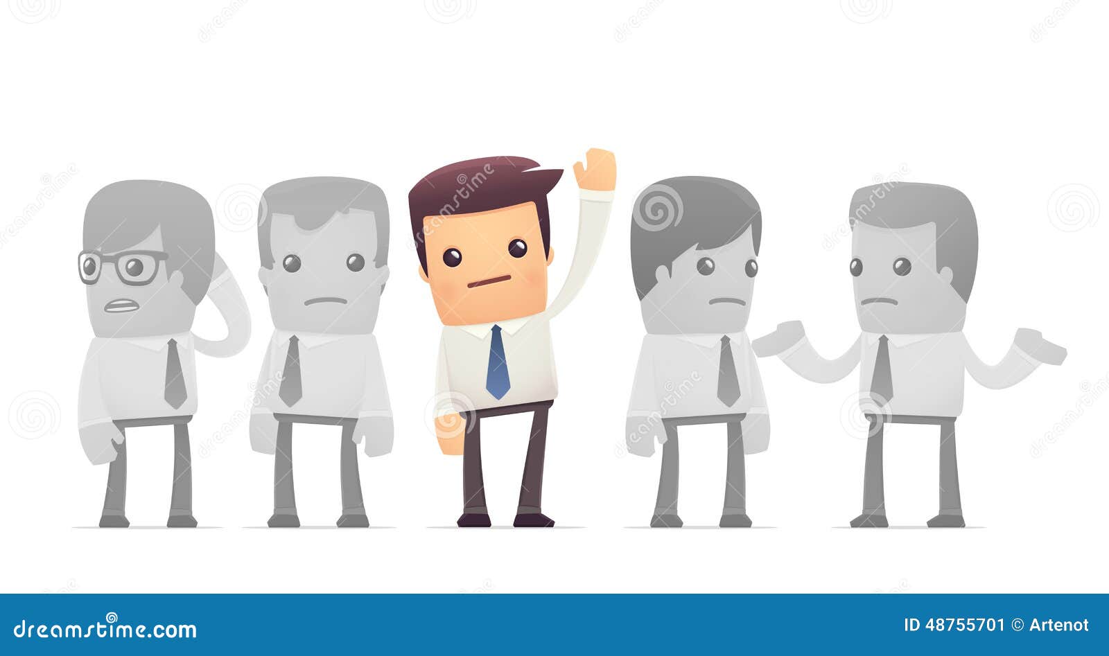 Employee Funny Cartoon Character Man Sitting At The Table ...