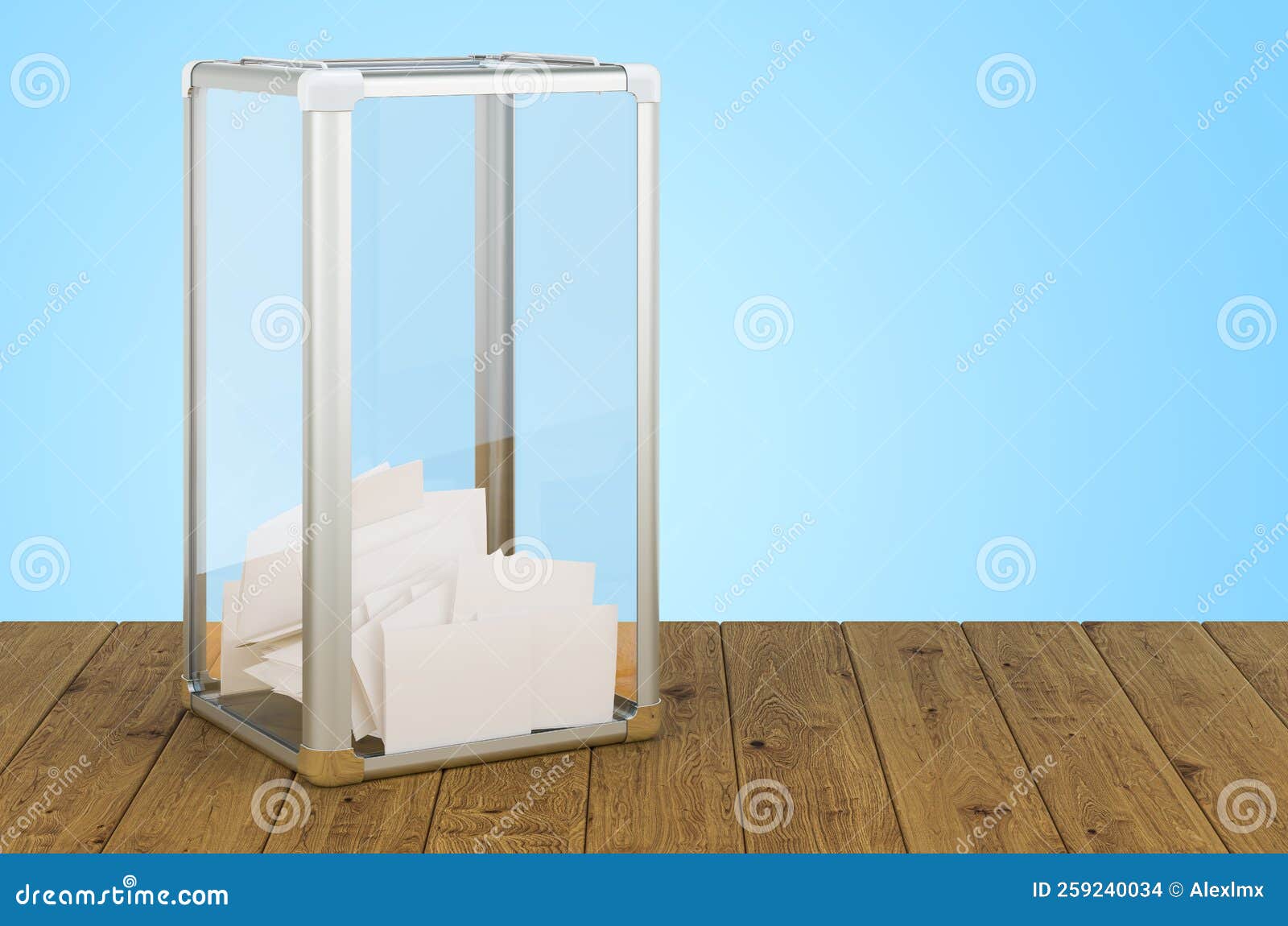 Election Ballot Box on the Wooden Table, 3D Rendering Stock ...