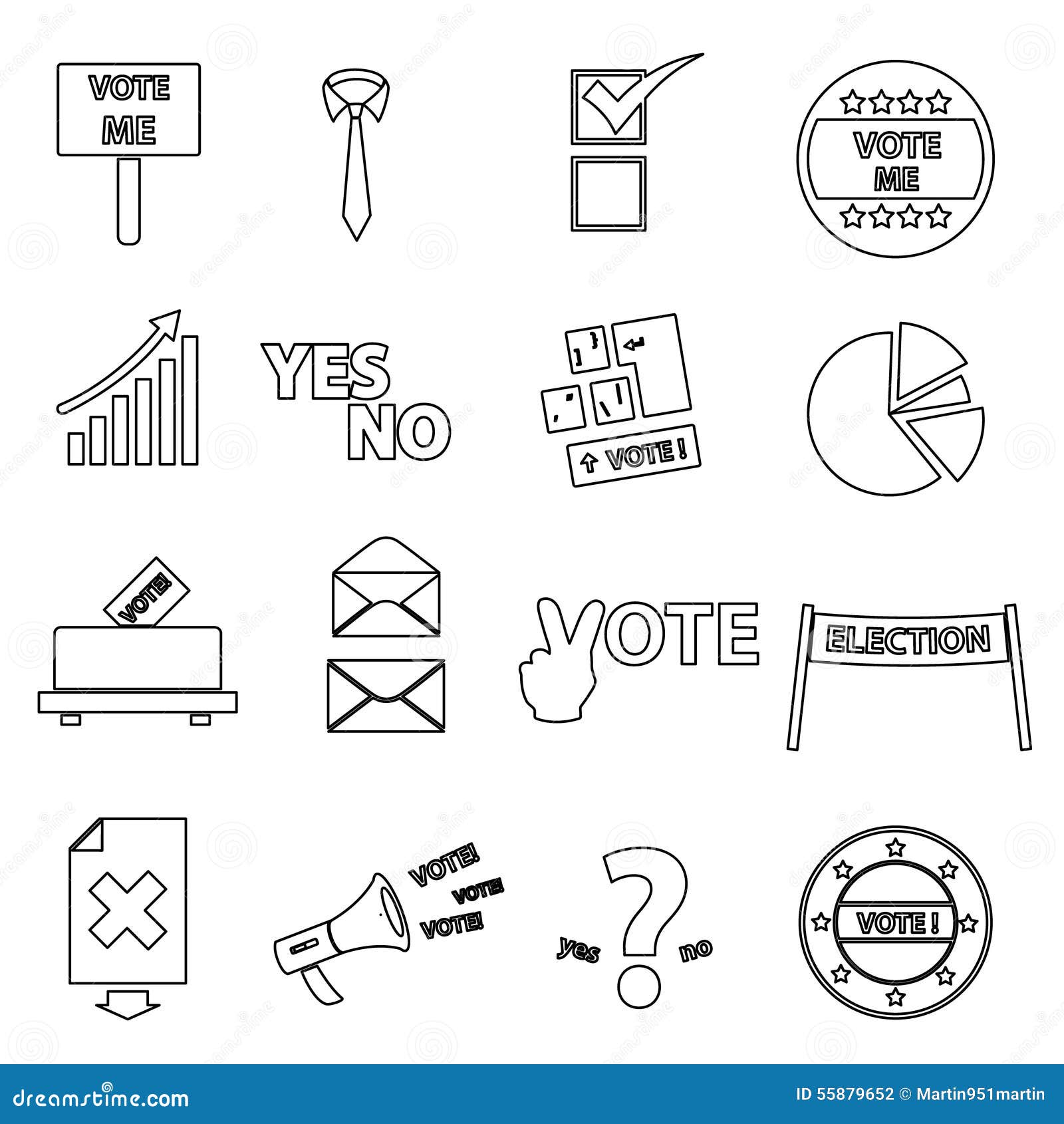 Election Black Simple Outline Icons Set Eps10 Stock Vector ...