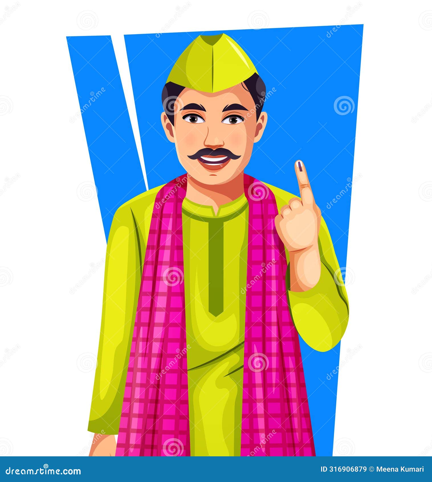 A Young Indian Man Showing His Ink-marked Finger after Voting. Male ...