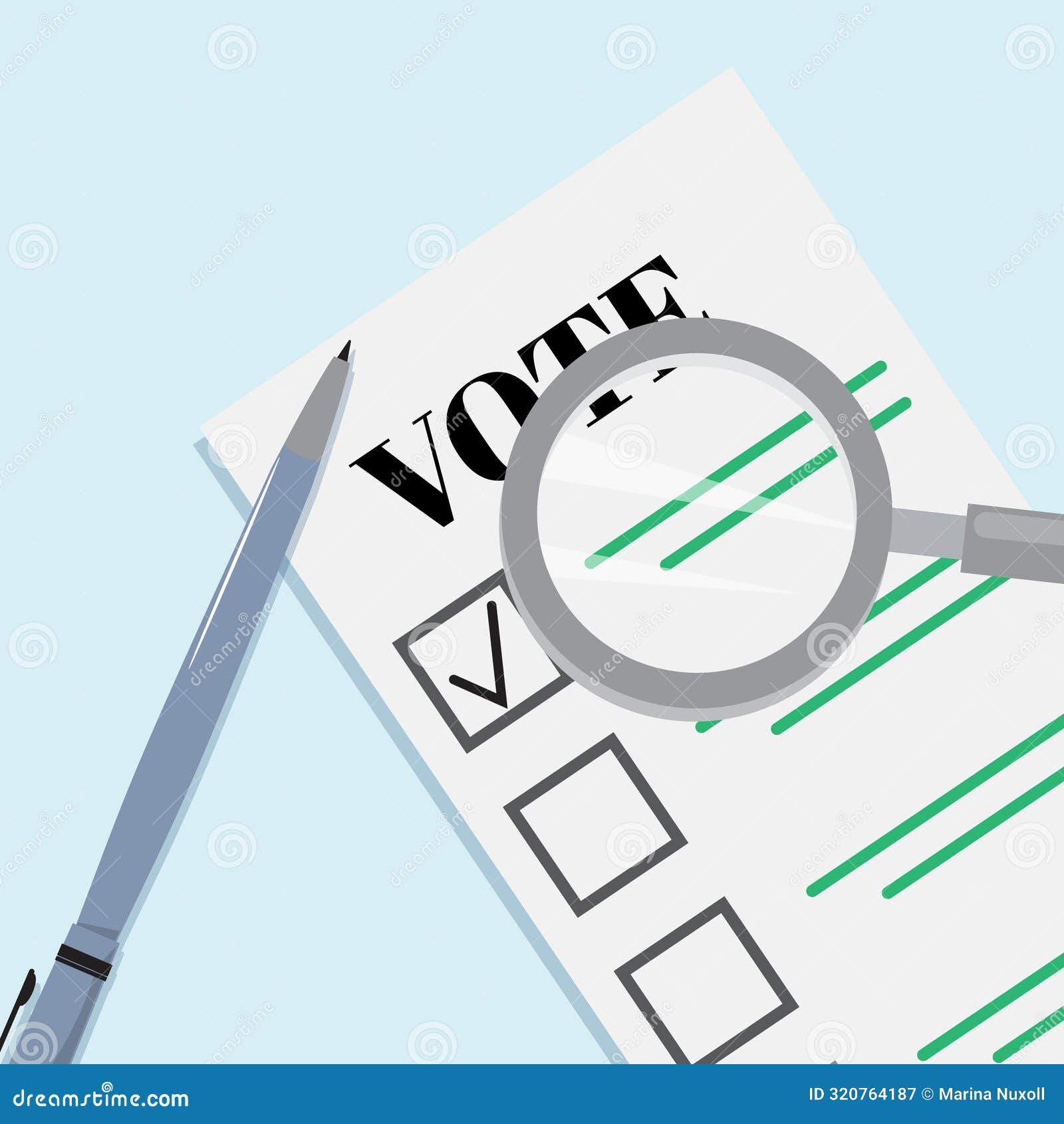 Illustration of a Voting Application with a Check and Pen, Representing ...