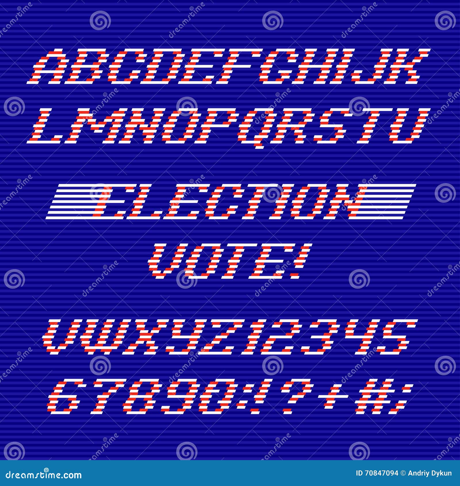 Election Day Font and Numbers Stock Vector - Illustration of flag ...