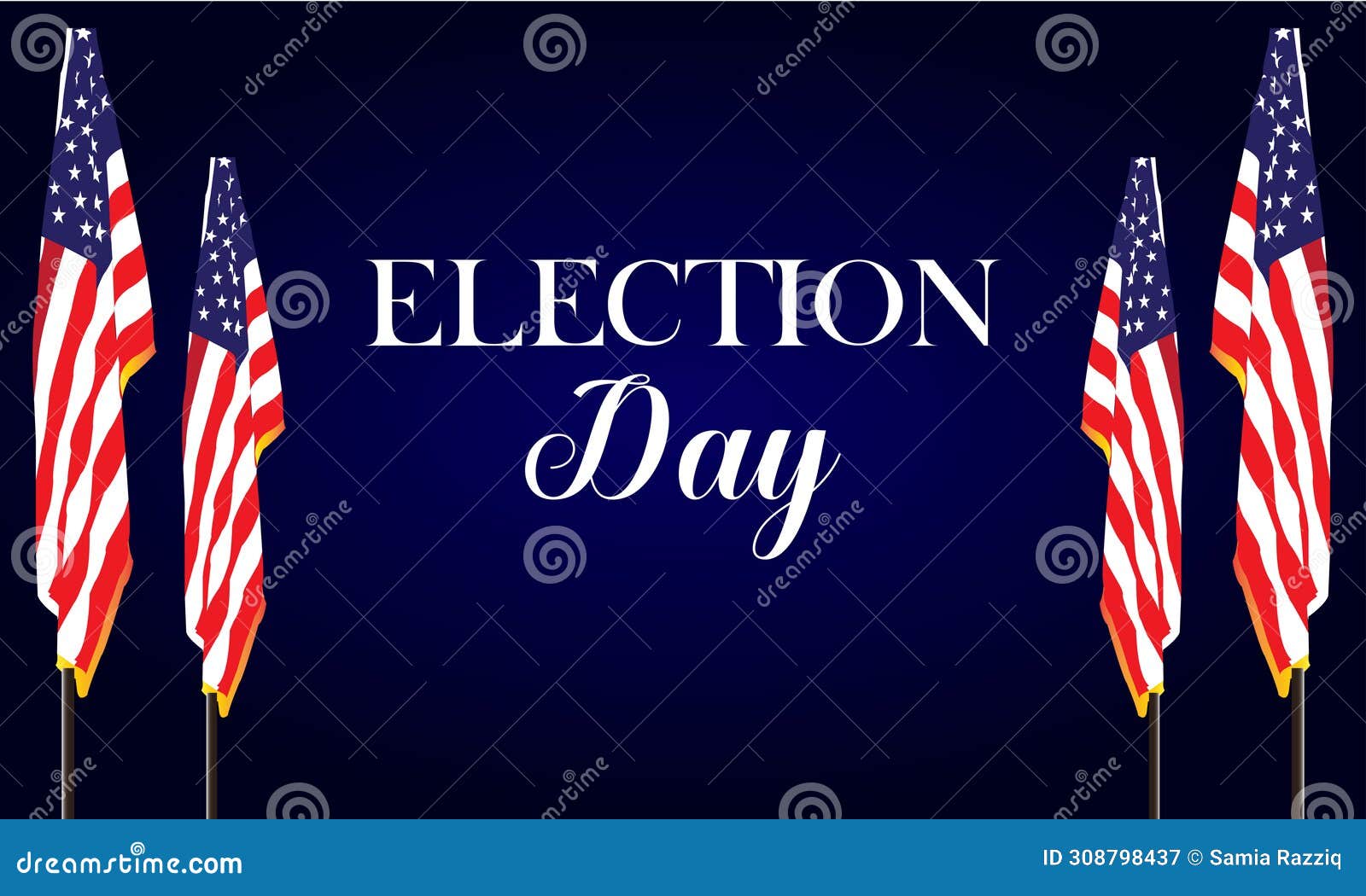 Election Day Text with Usa Flag and White Background Design Stock ...