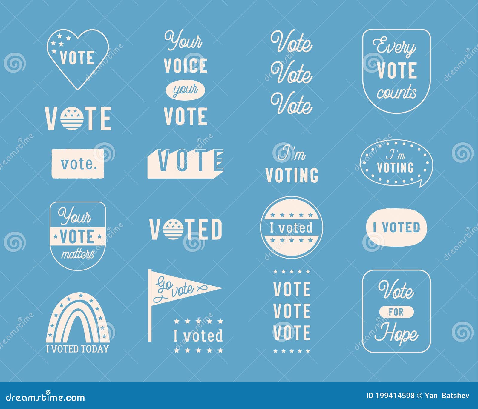 Election Day and Voting Theme Vector Overlay Designs, Badges and ...