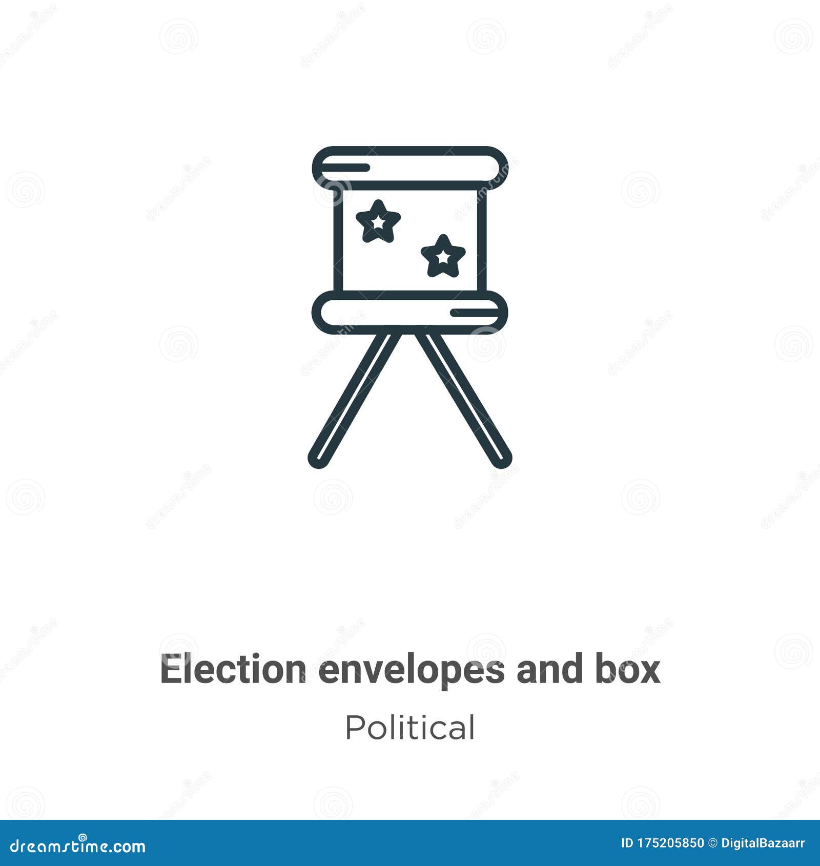 Election Envelopes and Box Outline Vector Icon. Thin Line Black ...