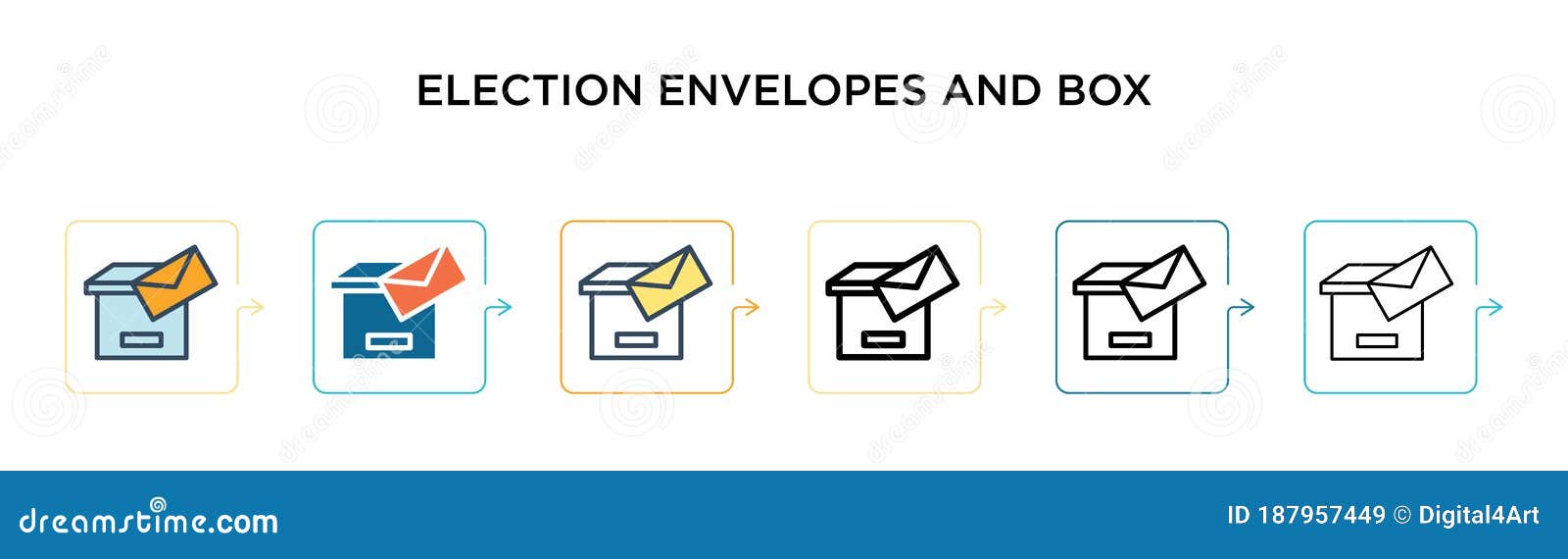 Election Envelopes and Box Vector Icon in 6 Different Modern Styles ...