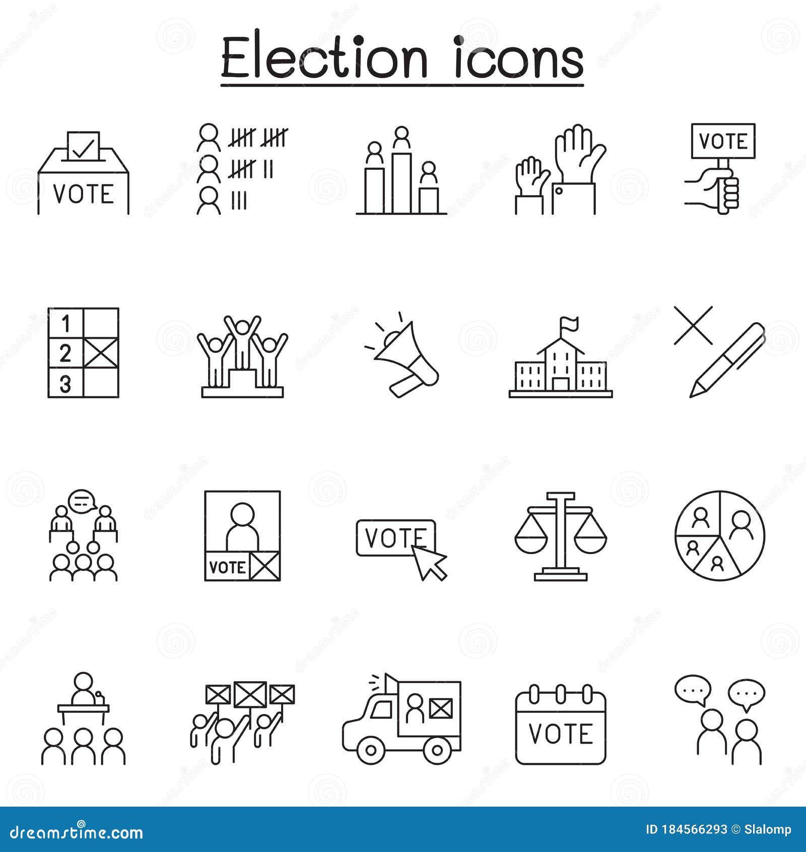 Election Icons Set in Thin Line Style Stock Vector - Illustration of ...