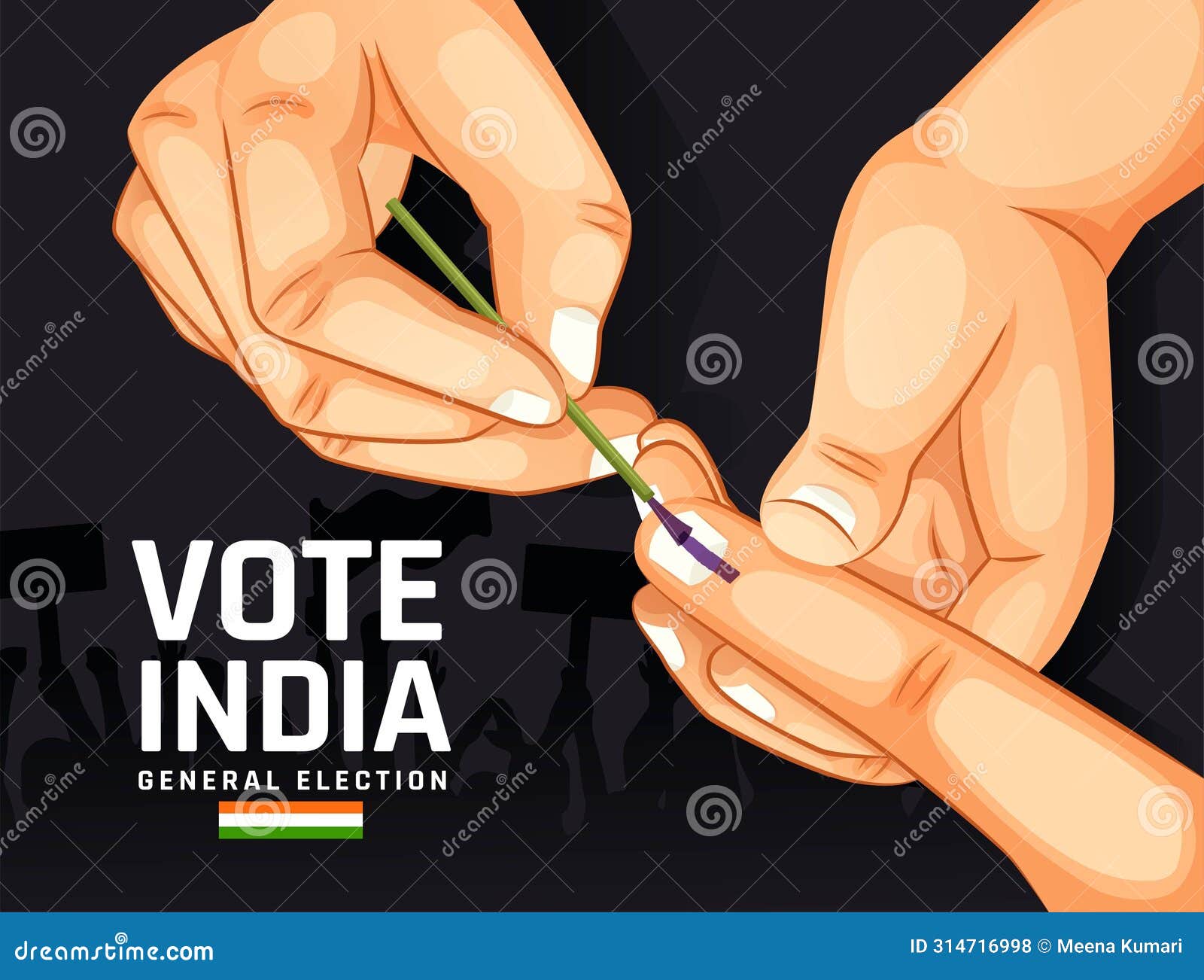 Illustration of a Hand with a Voting Sign of India. Indian General ...