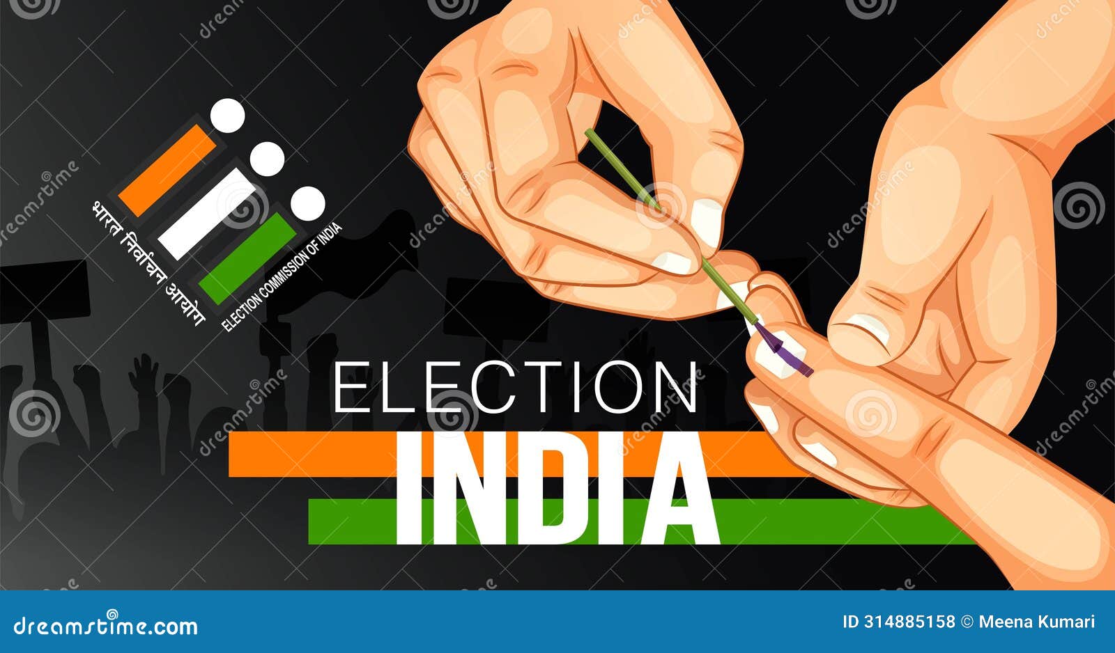 Illustration of Hand with a Voting Sign of India. Indian Election ...
