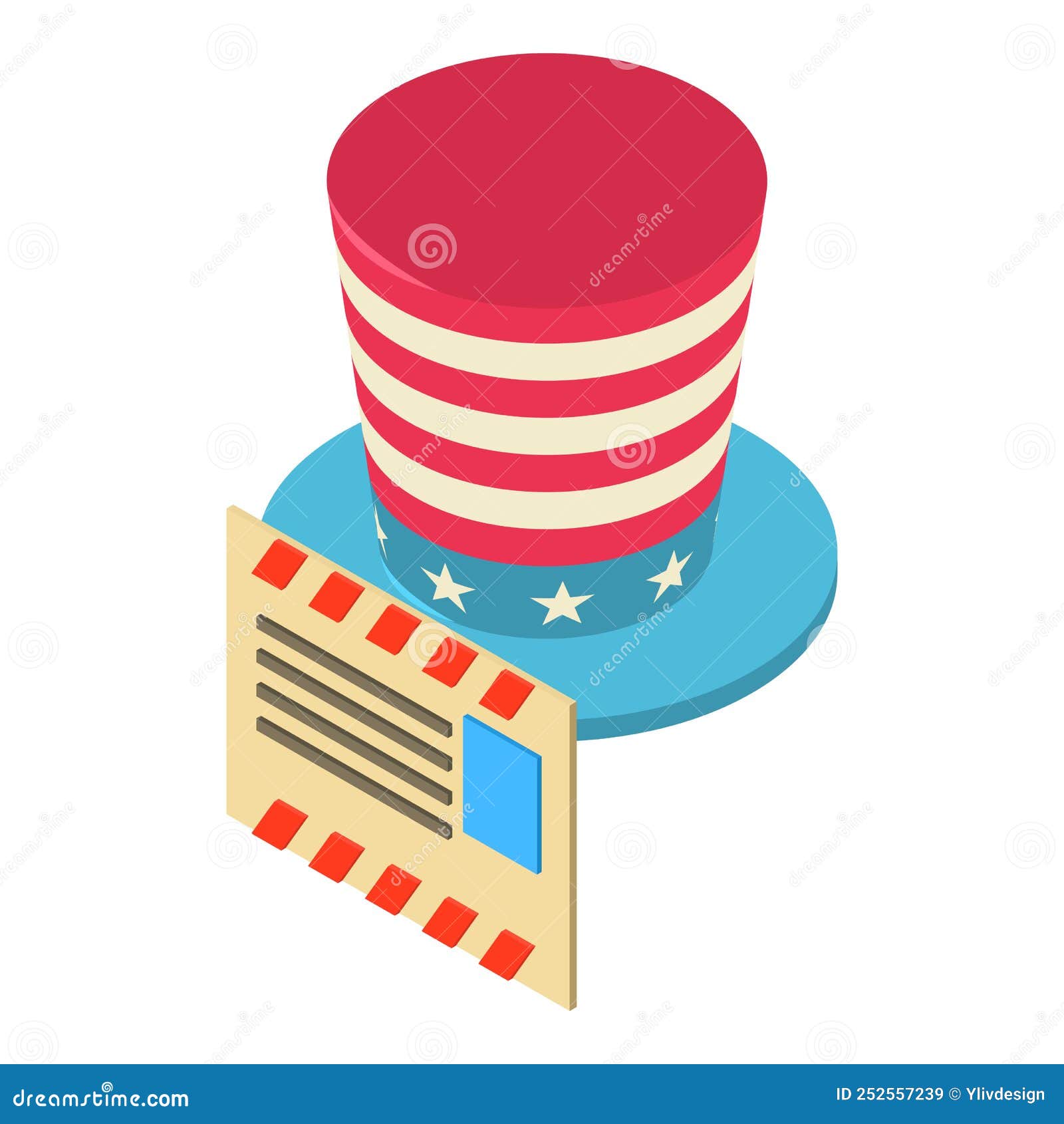 Election Invitation Icon Isometric Vector. Envelope and Top Hat in ...