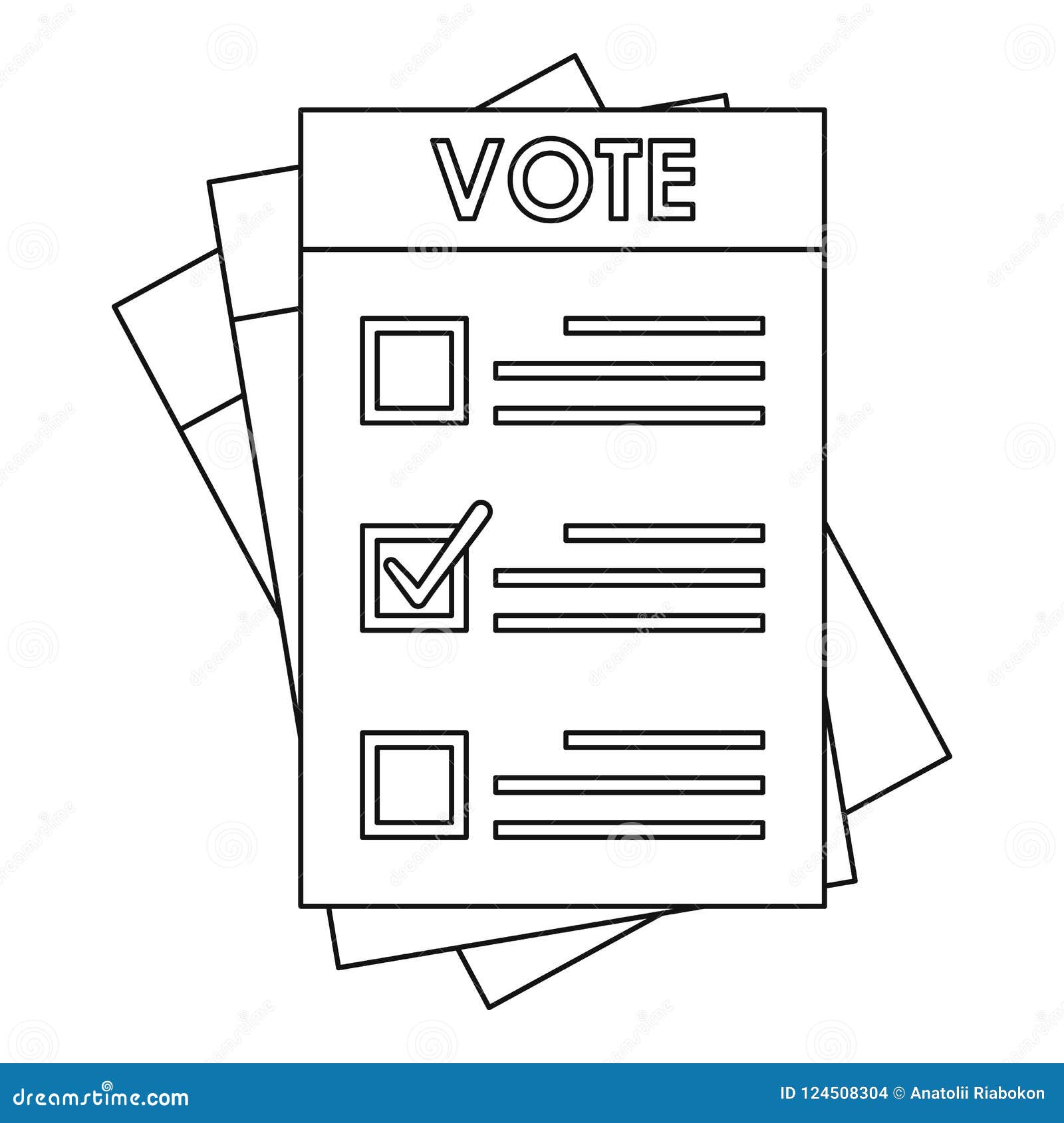 Election Paper Icon, Outline Style Stock Illustration - Illustration of ...